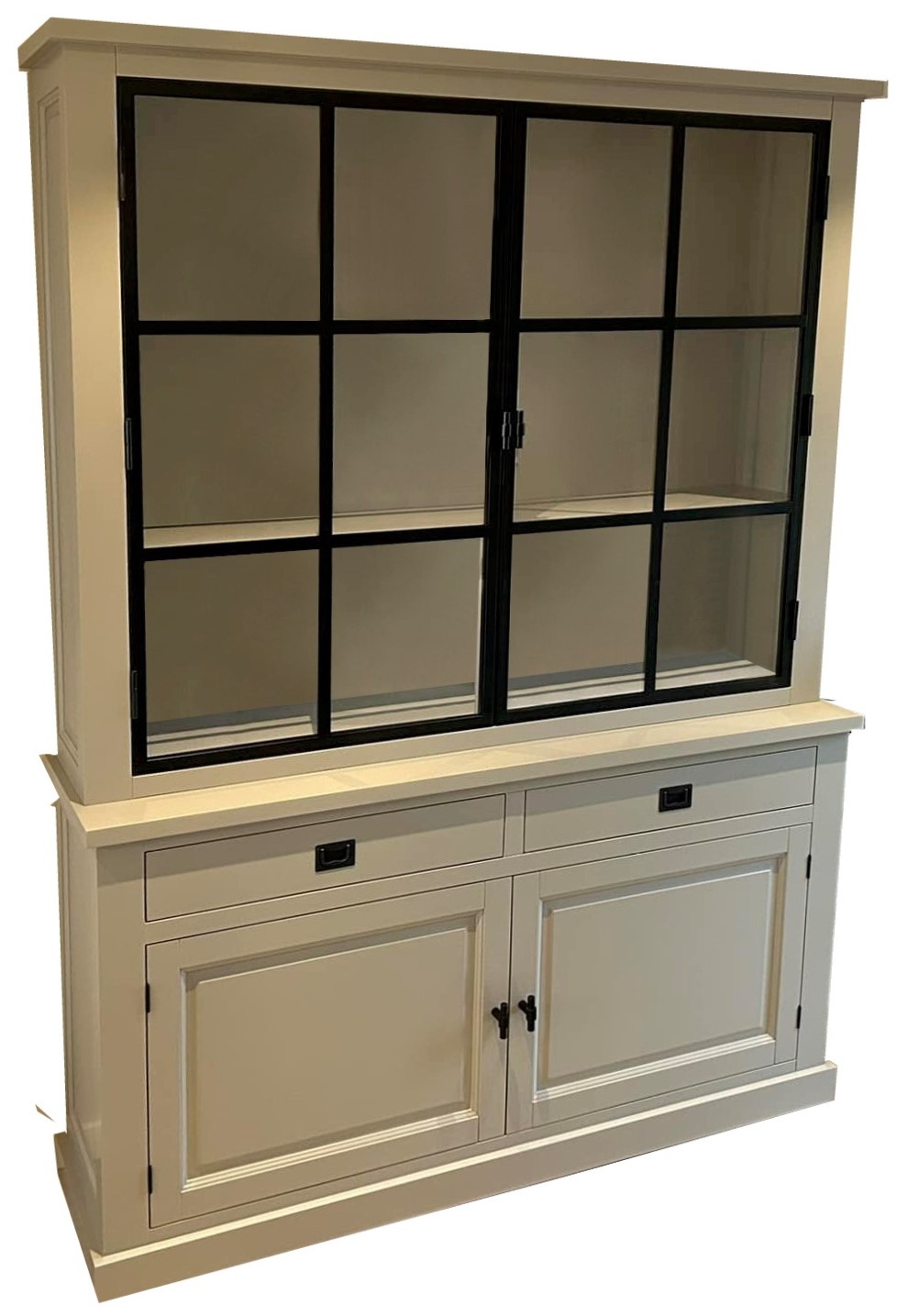 Buffetkast Soest zijdegrijs met stalen deuren 150cm - Kasten van de Koning