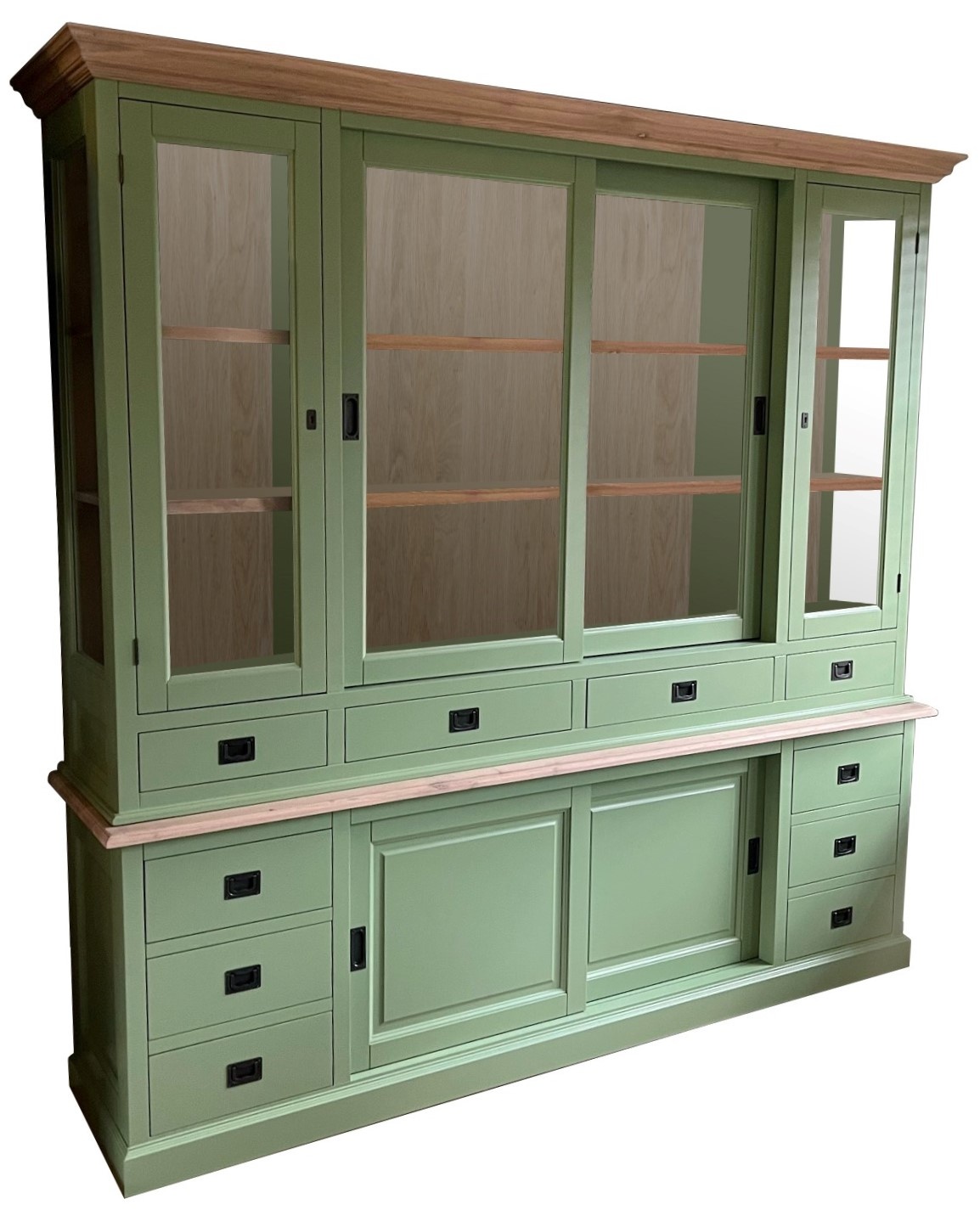 Buffetkast bleekgroen – eiken interieur Eelde 225cm - Kasten van de Koning
