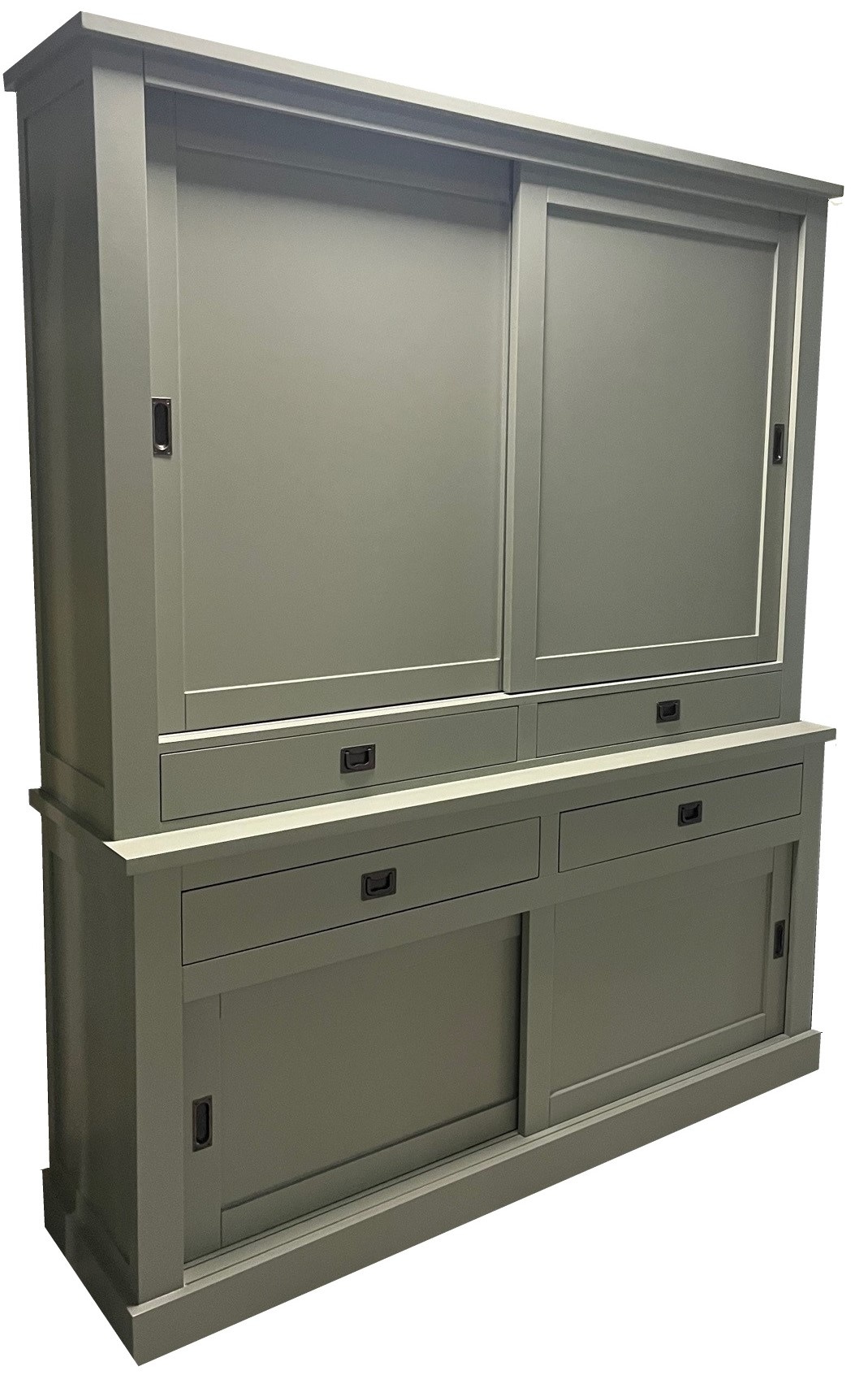 Buffetkast Engels groen Boskoop 180cm dichte deuren - Kasten van de Koning