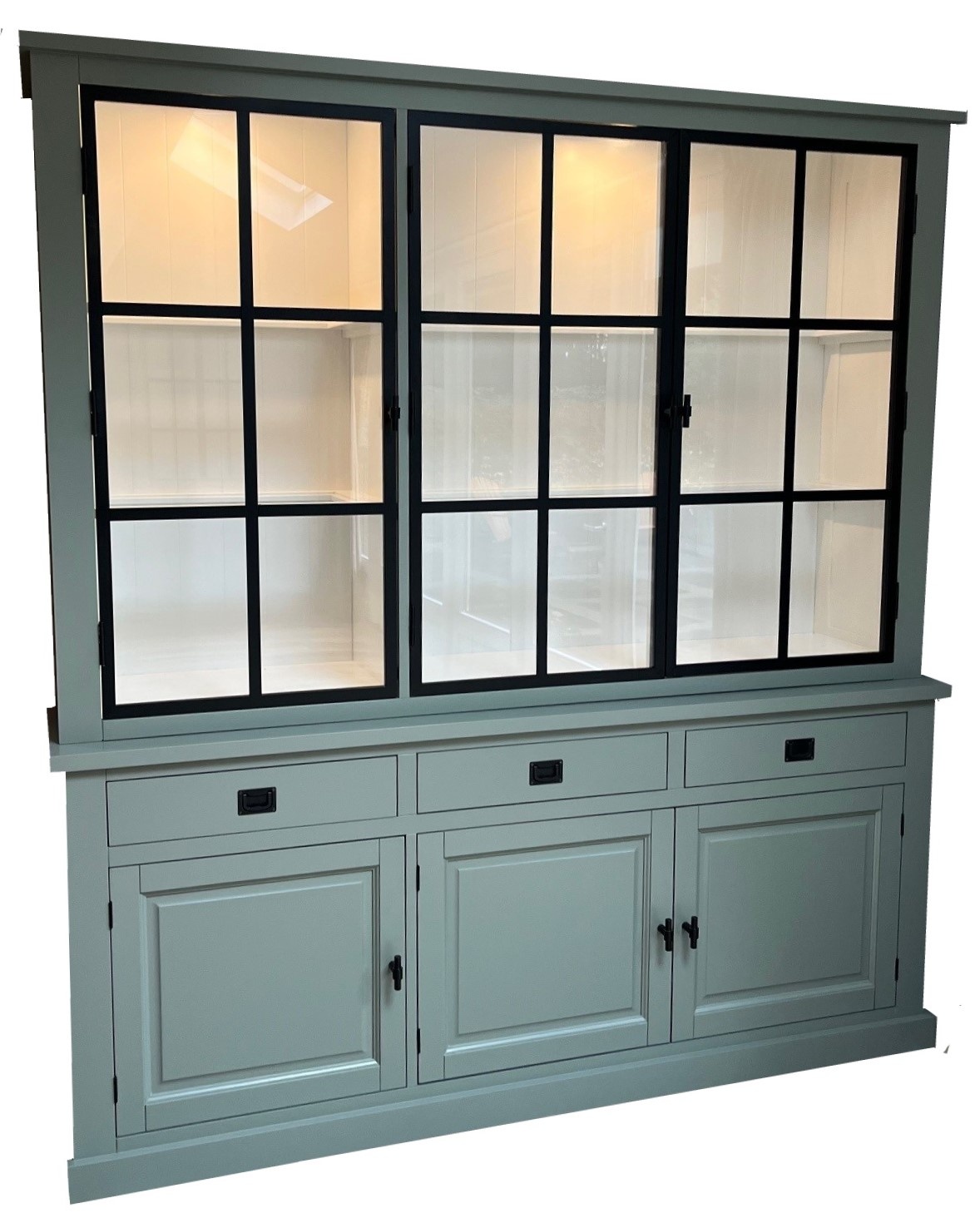 Buffetkast Soest Engels groen - wit met stalen deuren 200cm led ...
