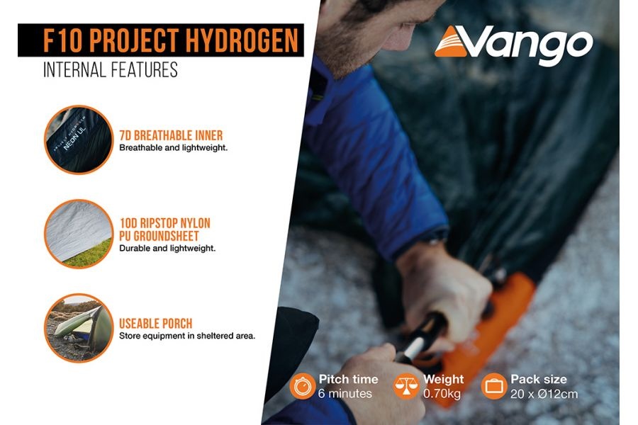 Vango F10 Hydrogen Alpine Green | Ultralichte 1-persoons tent - Urban ...
