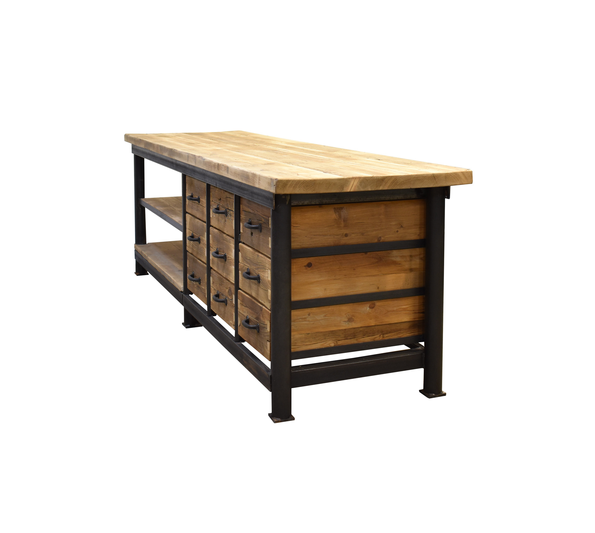 Industrial workbench custom made | Kitchen island | Oldwood - Oldwood ...