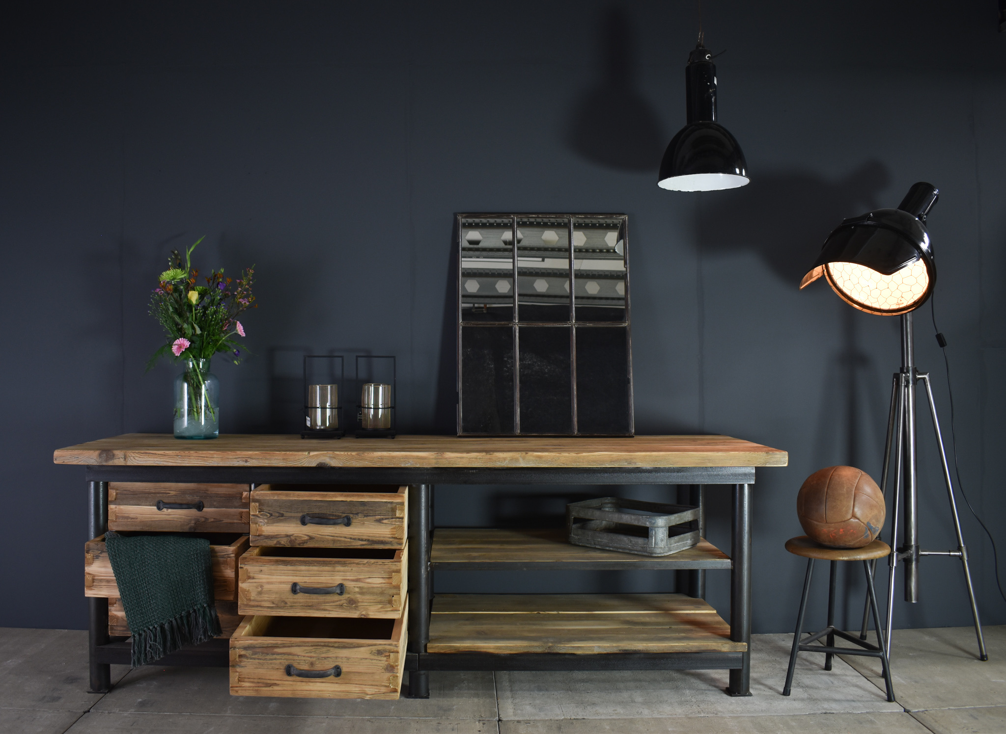 Industrial workbench custom made | Kitchen island | Oldwood - Oldwood ...