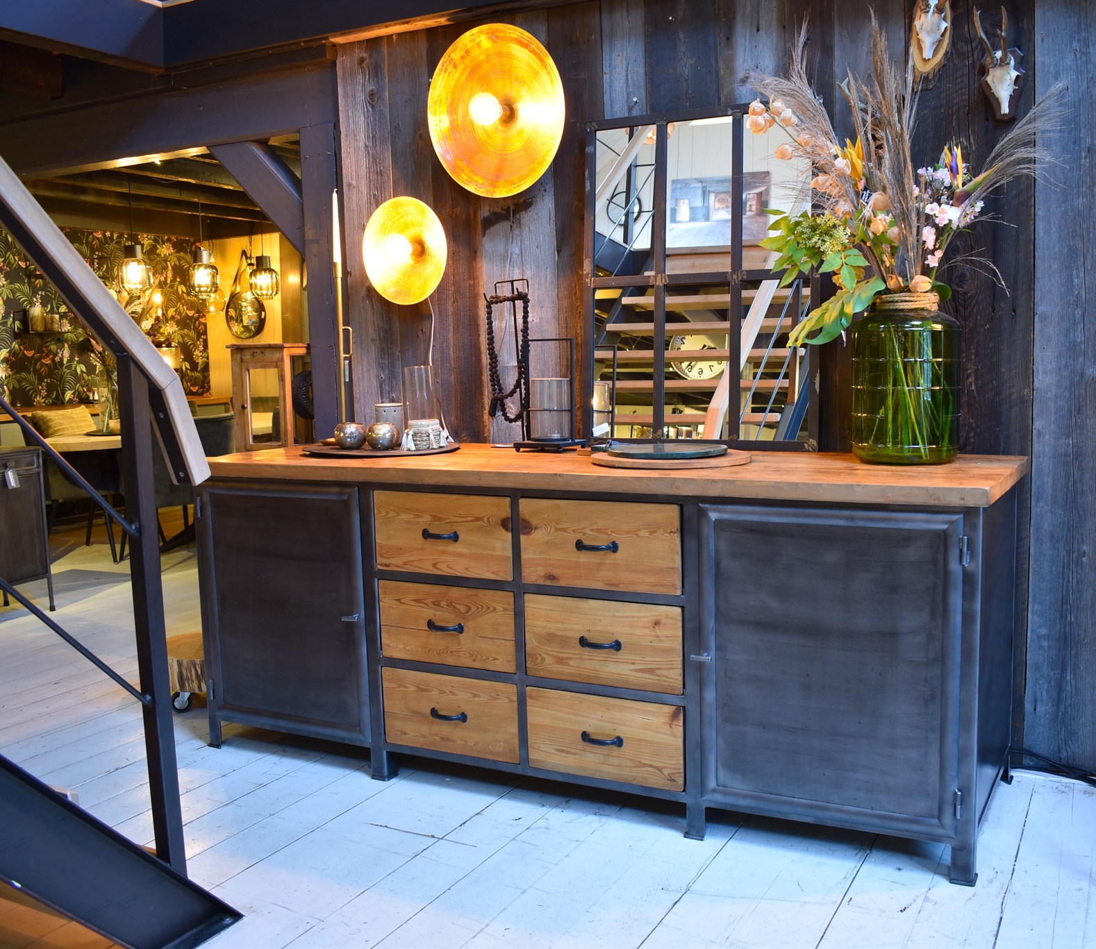 Wandkast op maat - dressoir hout en staal - Oldwood de Woonwinkel
