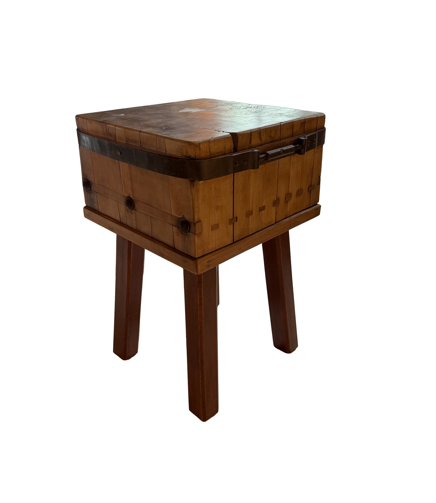 Vintage solid wood chopping block - Industrial furniture - Oldwood ...