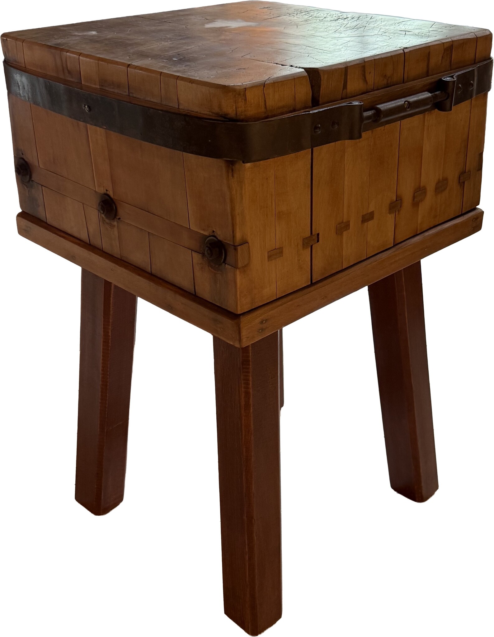 Vintage solid wood chopping block - Industrial furniture - Oldwood ...