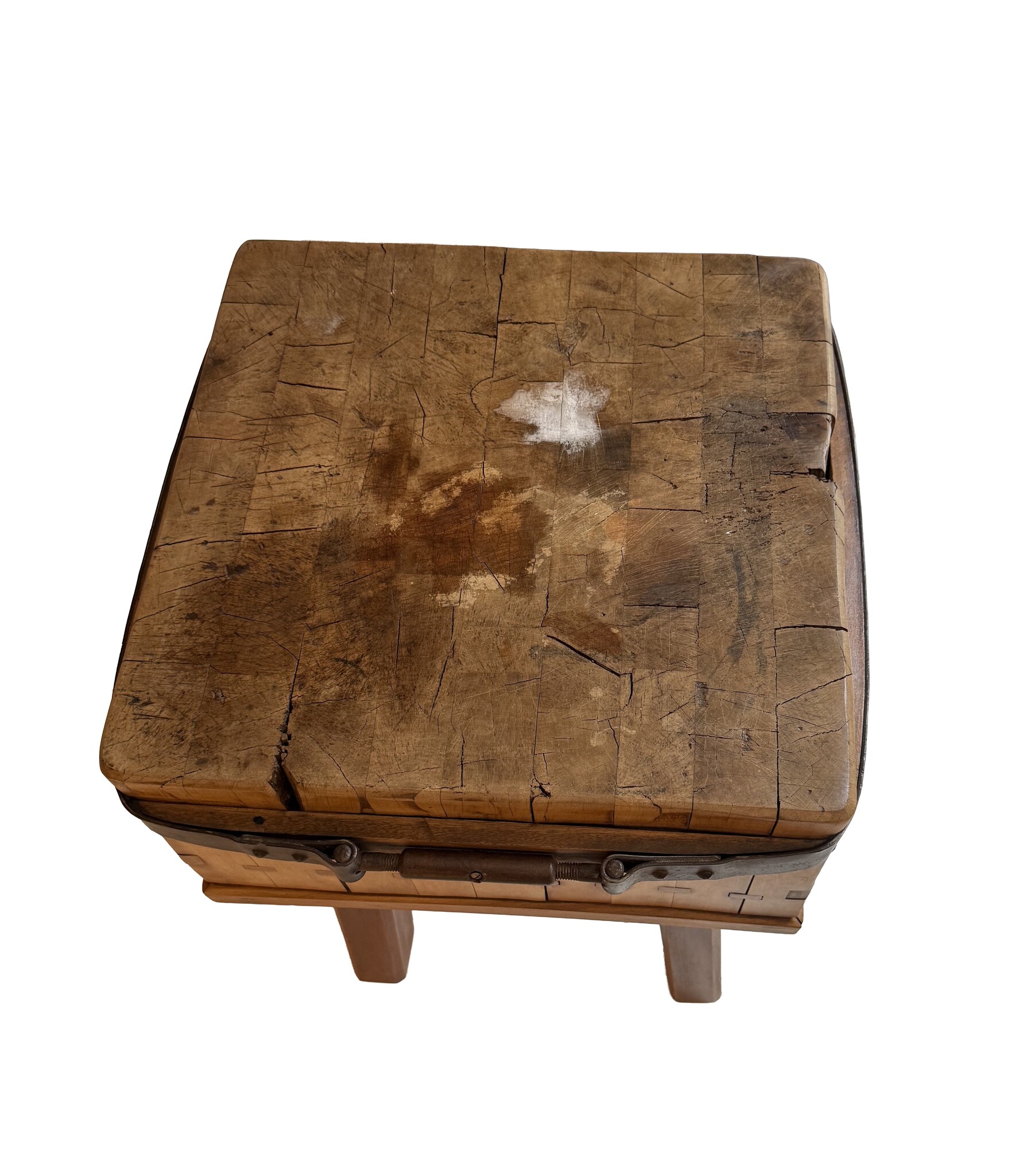 Vintage solid wood chopping block - Industrial furniture - Oldwood ...