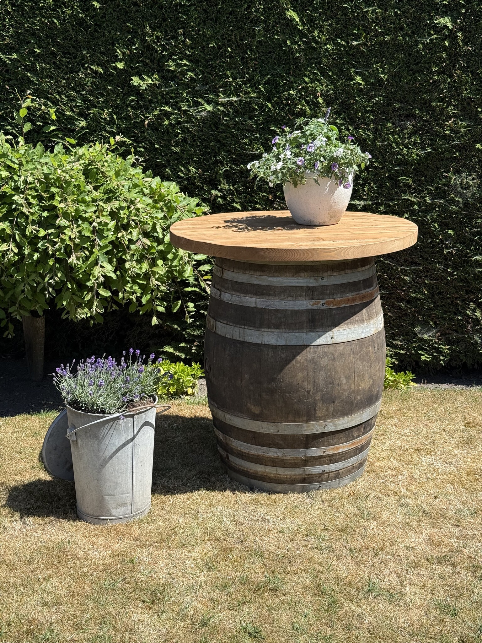Barrel table Wine barrel / Whisky barrel with top - Unique bar table ...