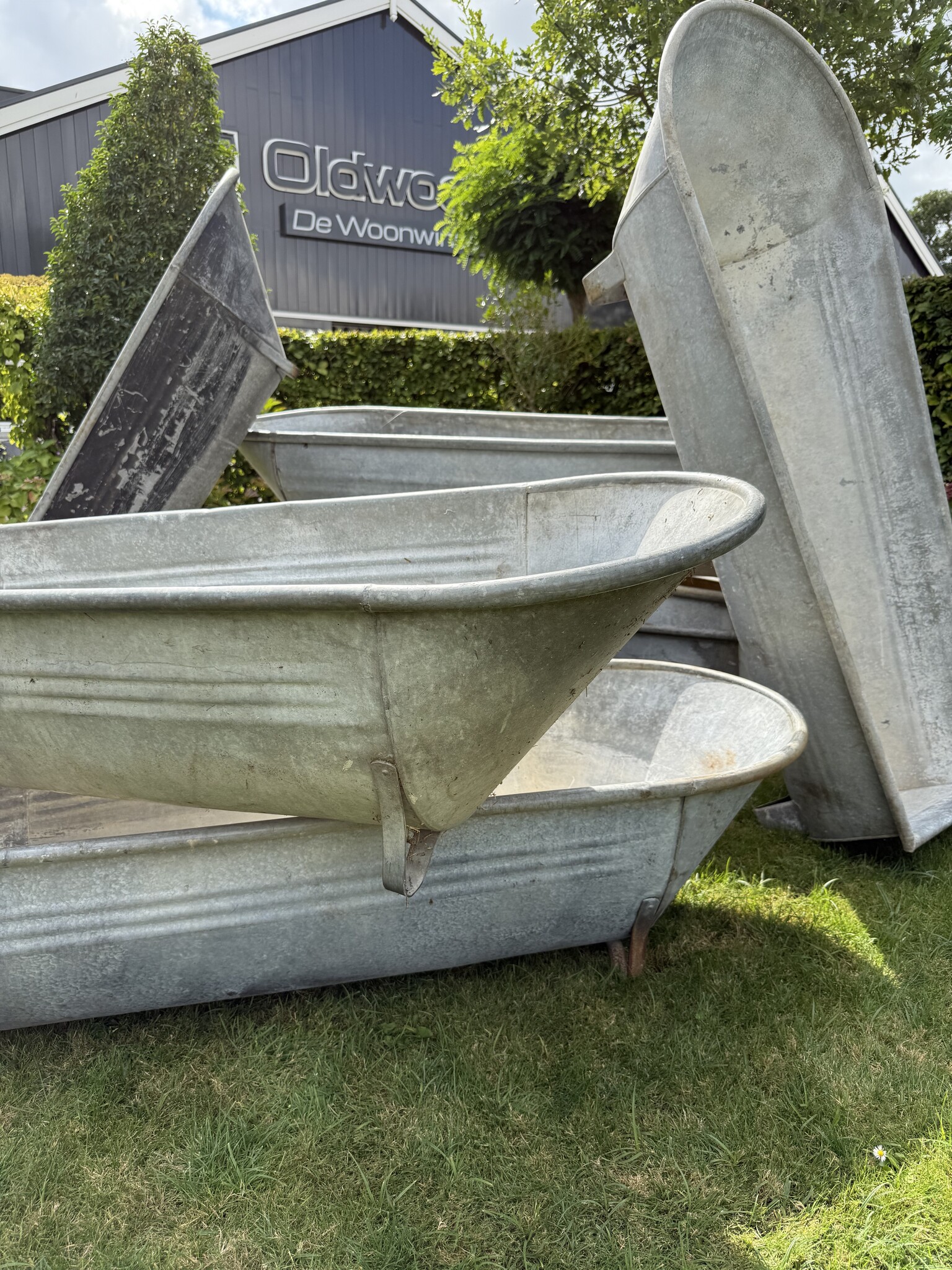 Vintage zinken badkuip als ijsbad of zinken decoratie - Oldwood de ...