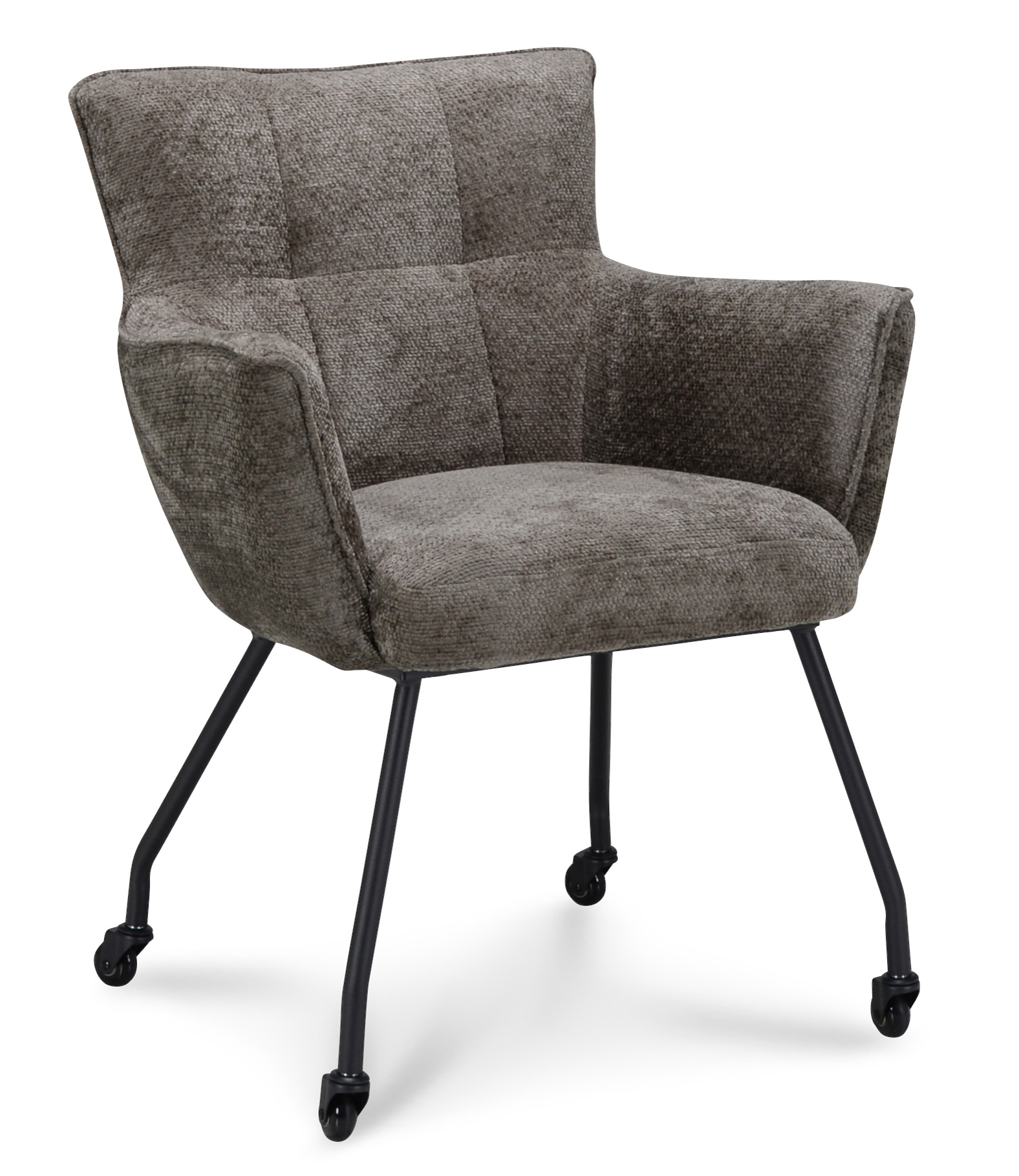 Lucy Armchair – Comfortable dining chair with wheels - Movie Taupe ...