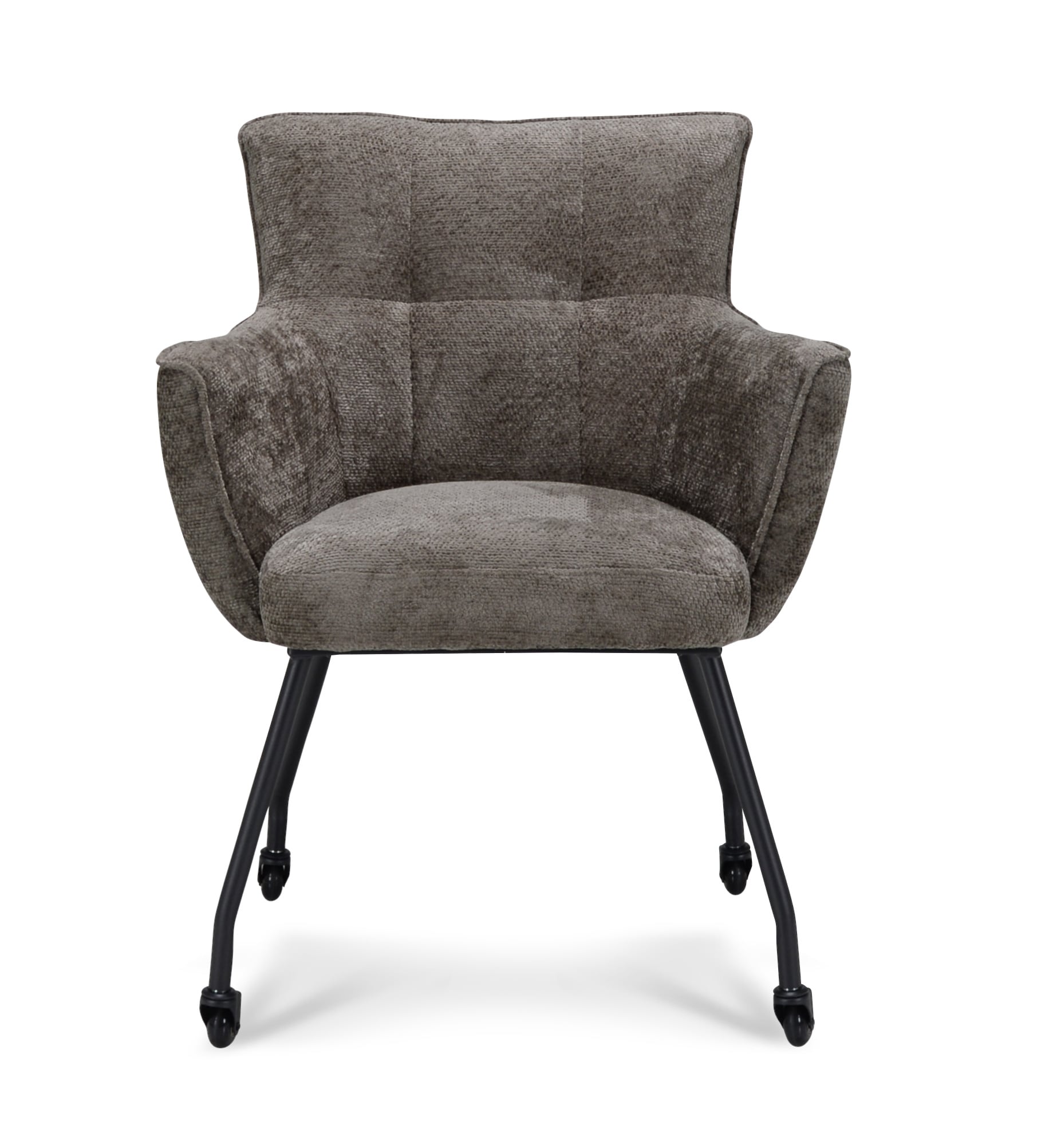 Lucy Armchair – Comfortable dining chair with wheels - Movie Taupe ...