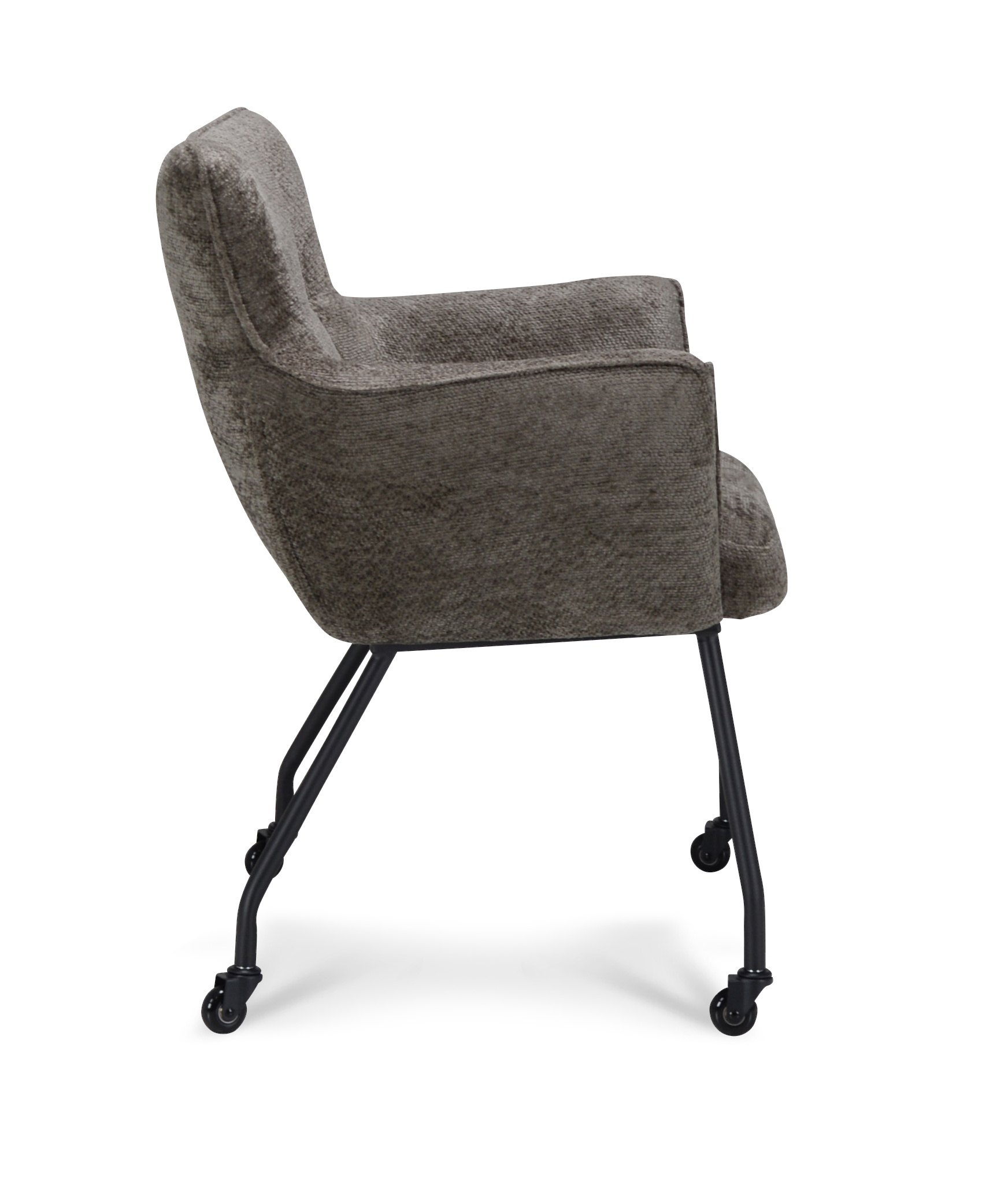 Lucy Armchair – Comfortable dining chair with wheels - Movie Taupe ...