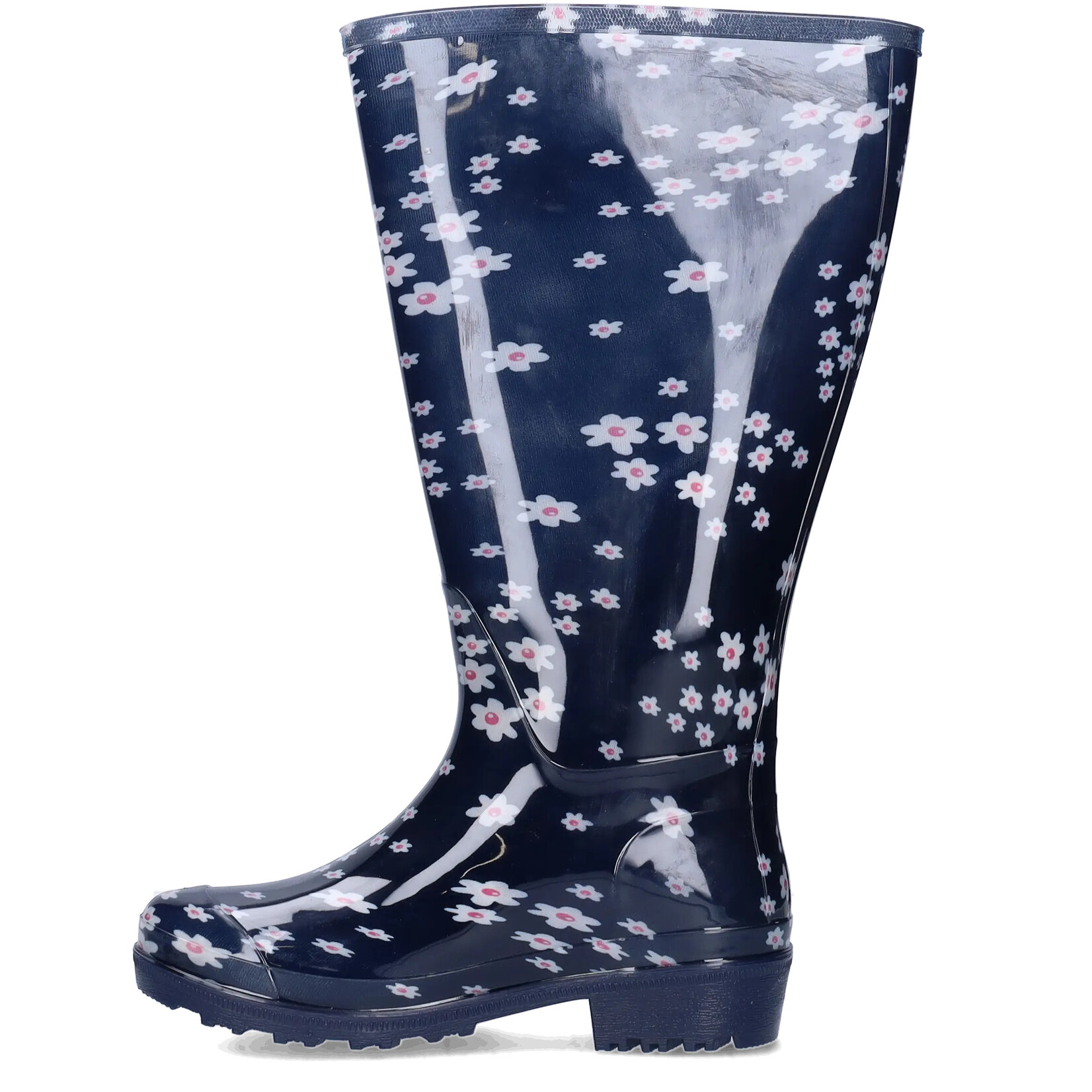 Wellies - Blue White Flowers - Wide calf rain boots - JJ Footwear US
