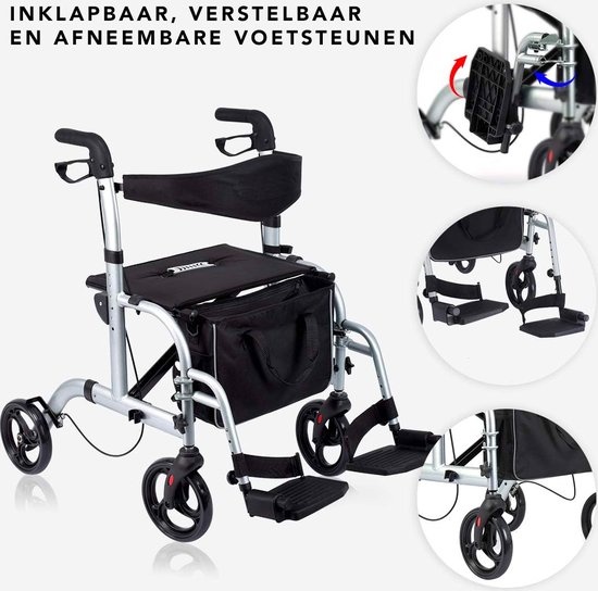 Rollator en Rolstoel in één Multi Duo de Luxe inklapbaar - Motion Mobility