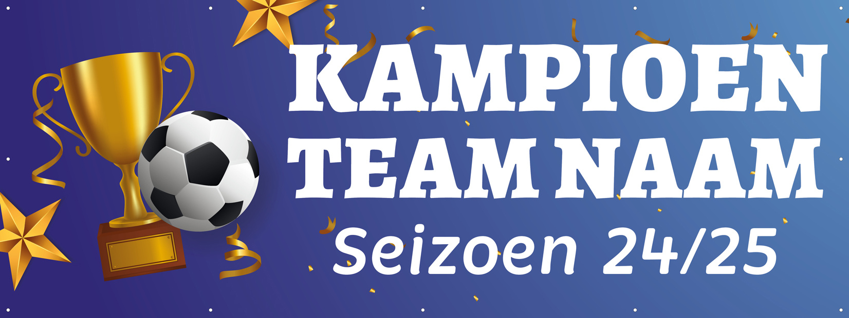 Spandoek 'Spandoek Kampioen Voetbal met eigen teamnaam en seizoen ...