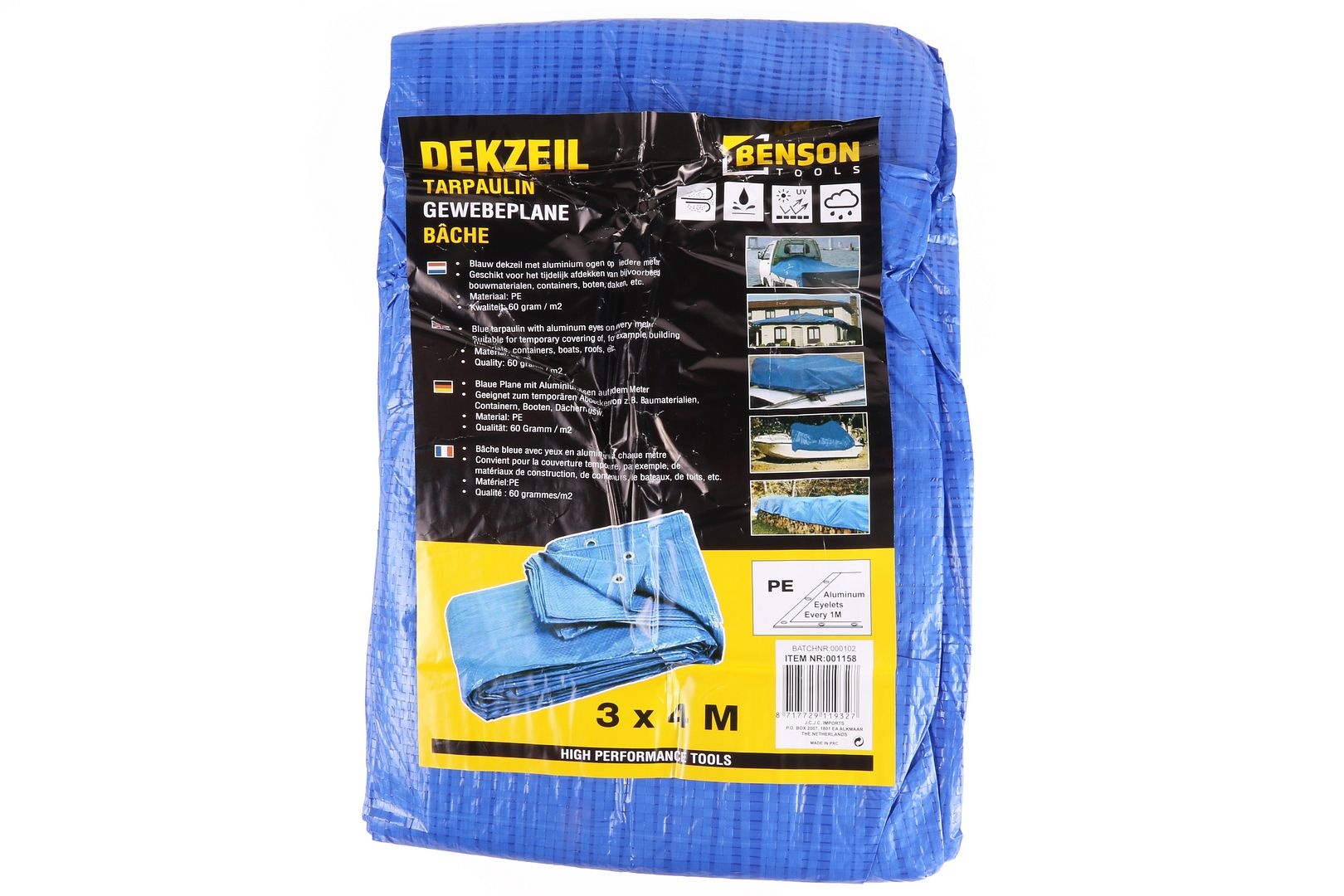 Dekzeil 3x4 Mtr - Dekkleed Afdekzeil Blauw Zeildoek - Starrydays