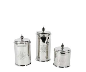 Luxury Box 'Gaston' set of 3 ø 12,5 cm - Nickel - Wilhelmina Designs USA