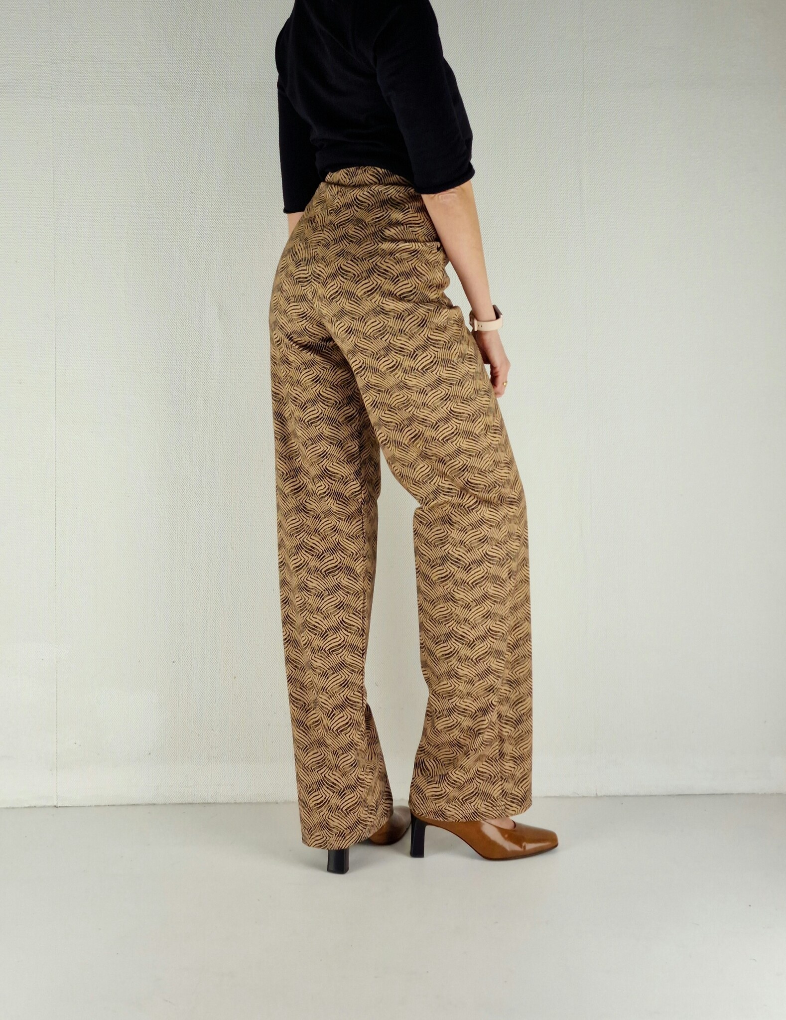 Straight/ wide leg TALL | zebra brown print - Madam Liz - TALL fashionbrand