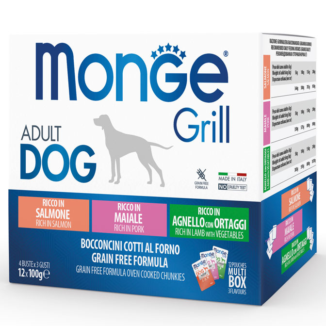 Hondenvoer - Monge Grill - Multipak 3 smaken (lam met groenten, varken ...