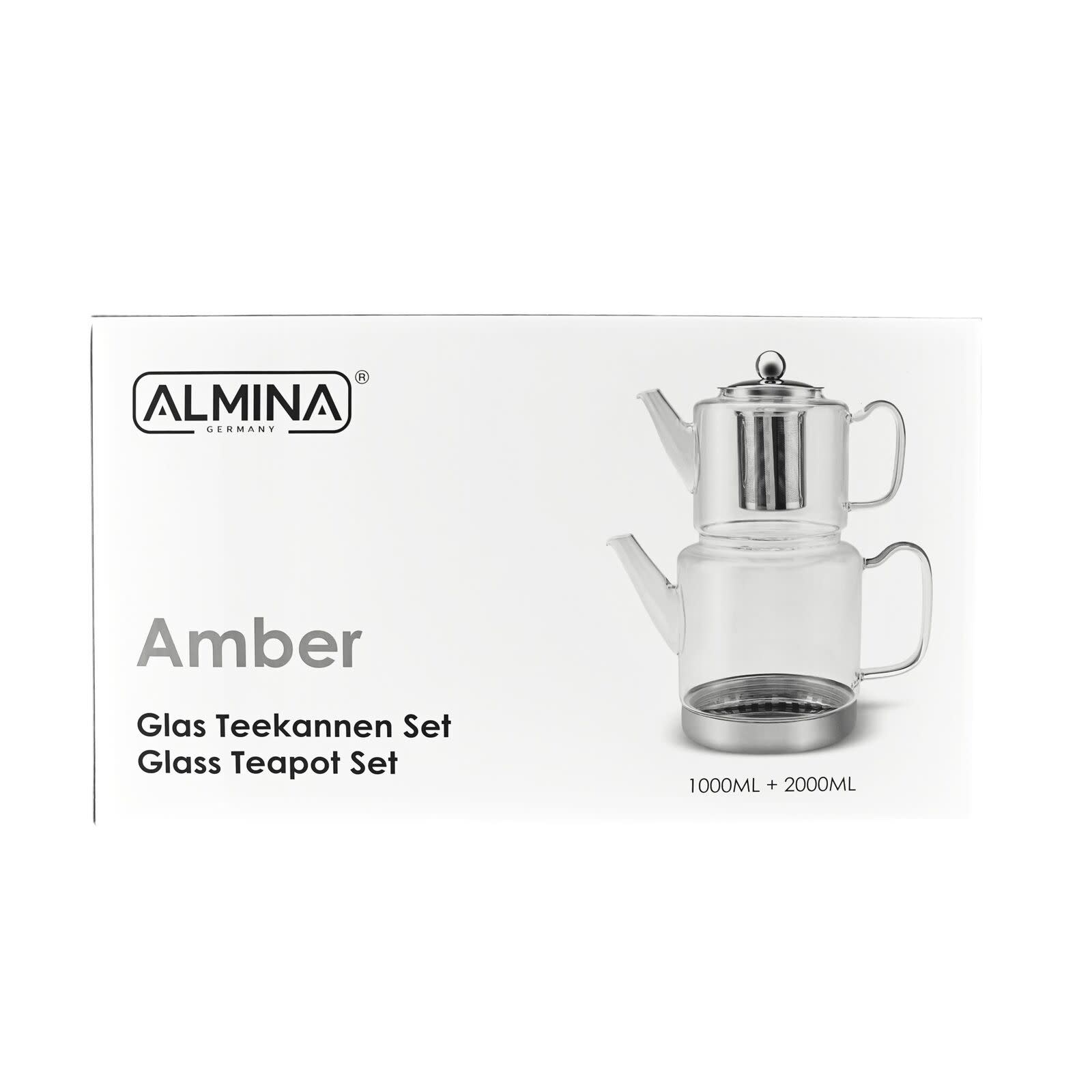 Favori Store | Almina 1 Amber Glazen Theepotset | 1000ml + 2000ml ...