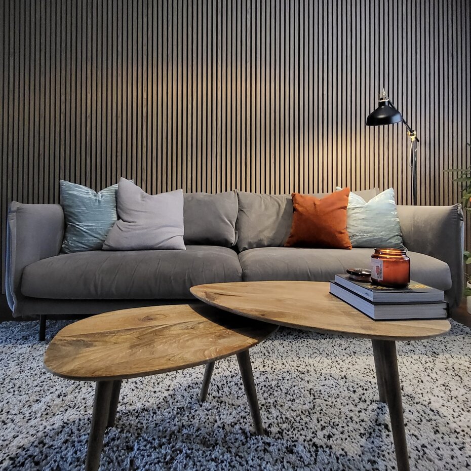 SUPERMAT 60x260 cm WALNOOT Eiken akoestische wand panelen lattenwand ...