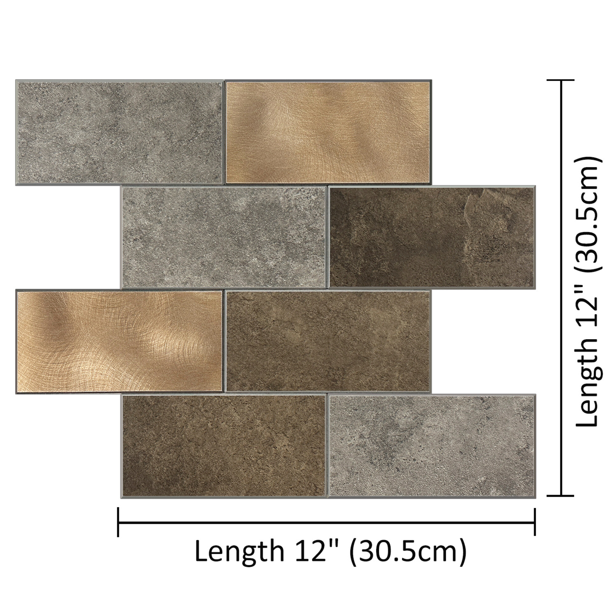 Koper XL Taupe Grijs METRO - Zelfklevend Mozaiek 30.5x30.5x4mm ...