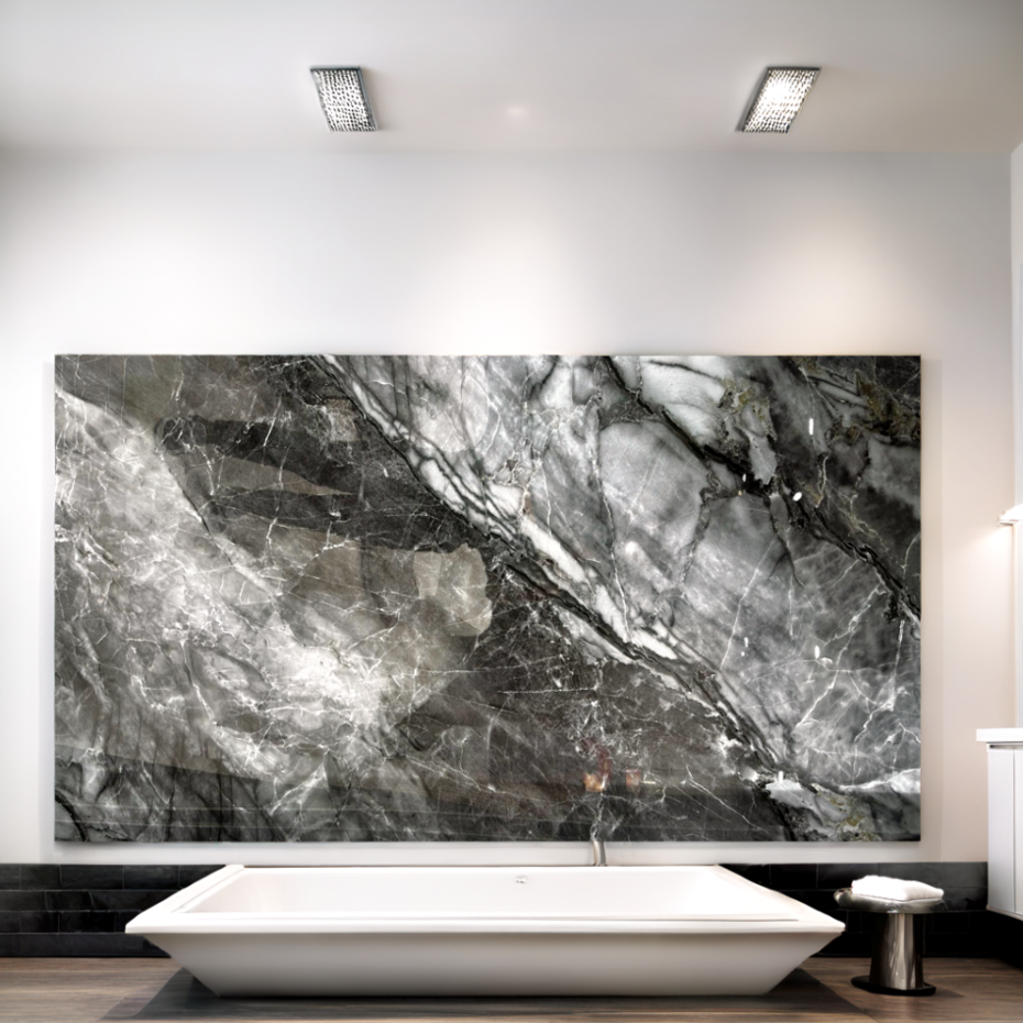 €79 PER PANEEL - PVC Wandpaneel Grijs Marmerlook Hoogglans - 120x280 ...