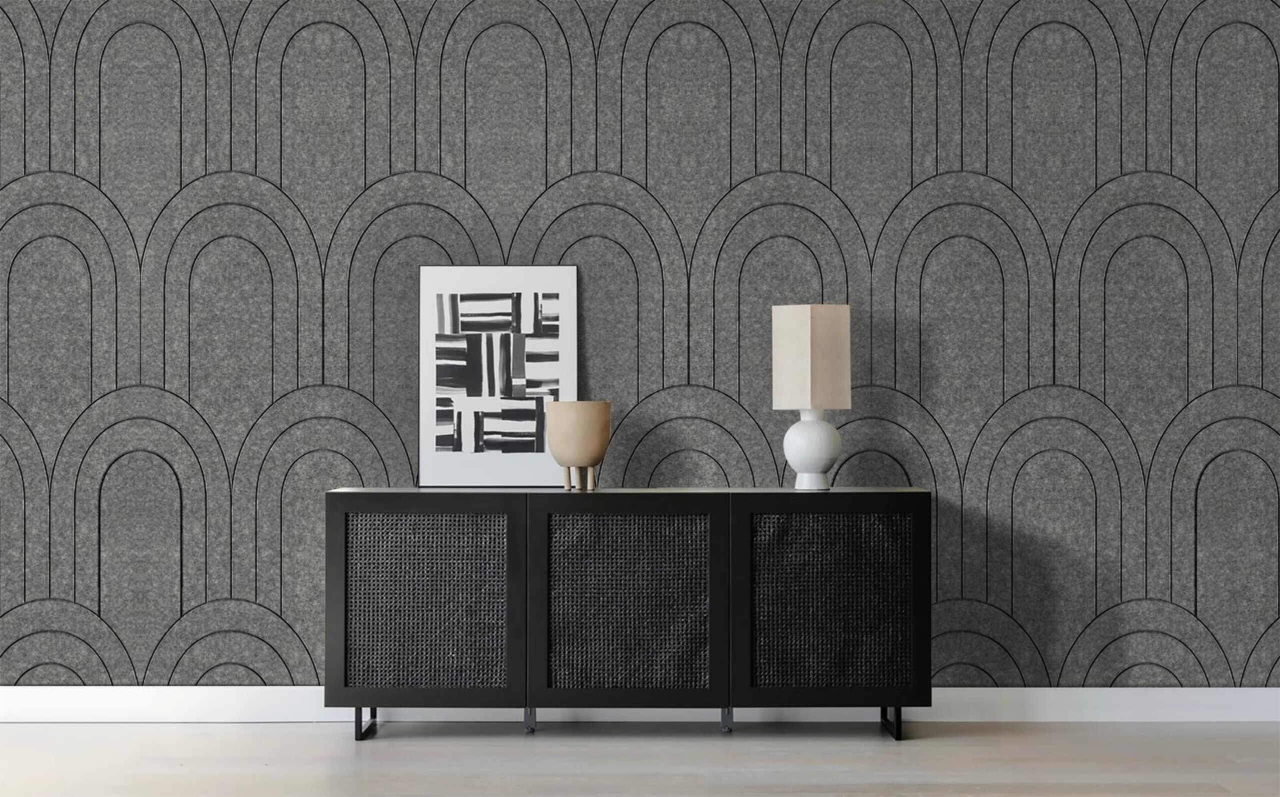 OPPIO Viltpaneel Donker Grijs - BAROK - 60x280 cm - Brandvertragend ...