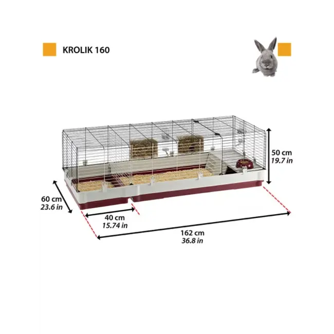 Buy Rabbit Cage Krolik 160 Gray Red 162 X 60 X 50 Cm Online ...
