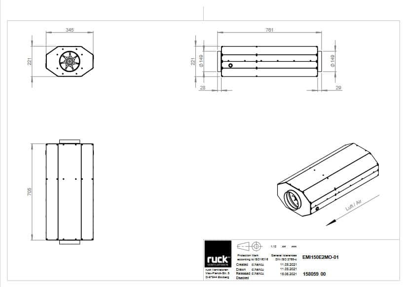Geïsoleerde buisventilator 630 m3/h – 3 standen EMI 160 E2M 01 ...
