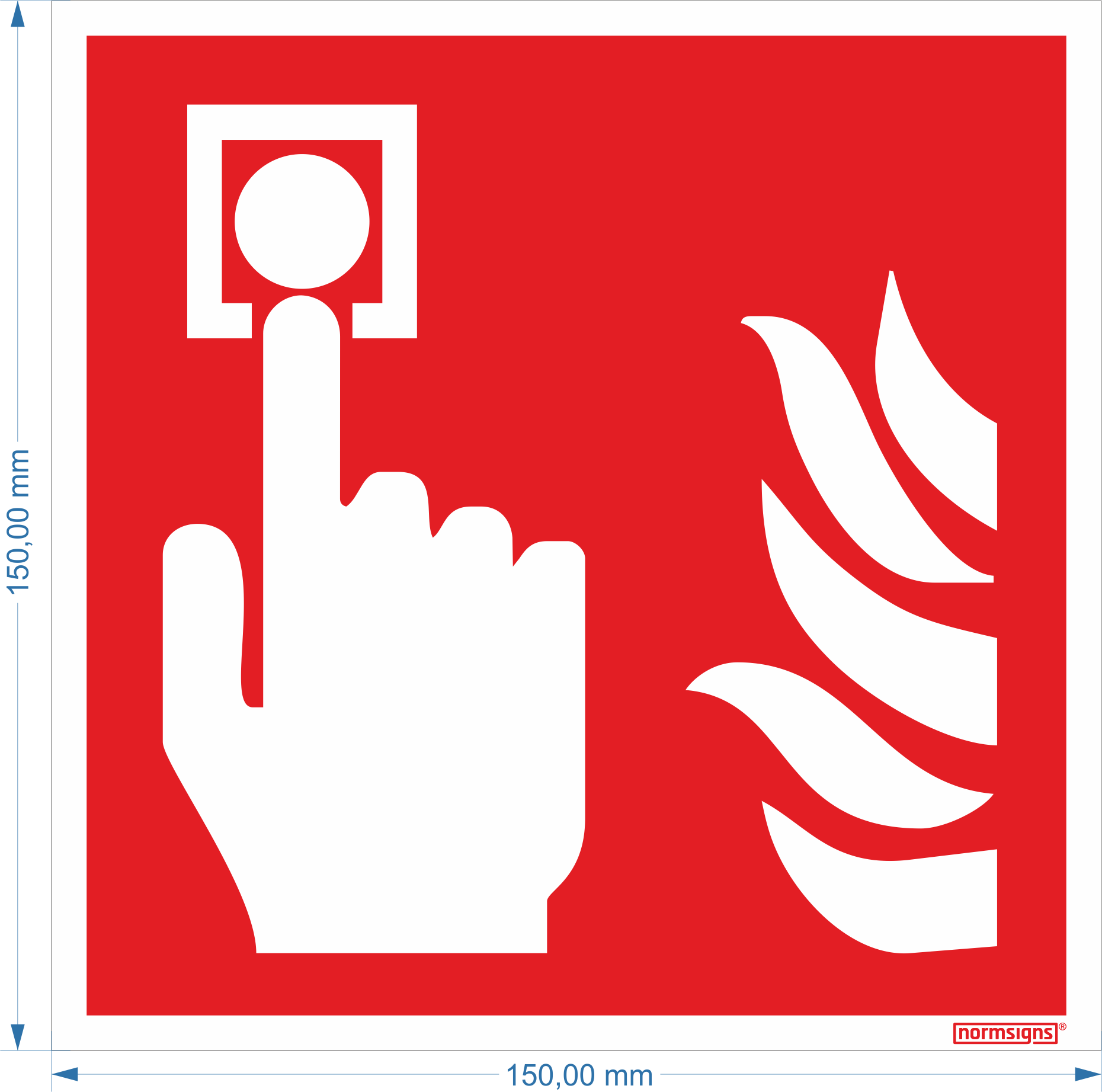 Pictograma de sistema de alarma contra incendios - Varios tamaños - Senska