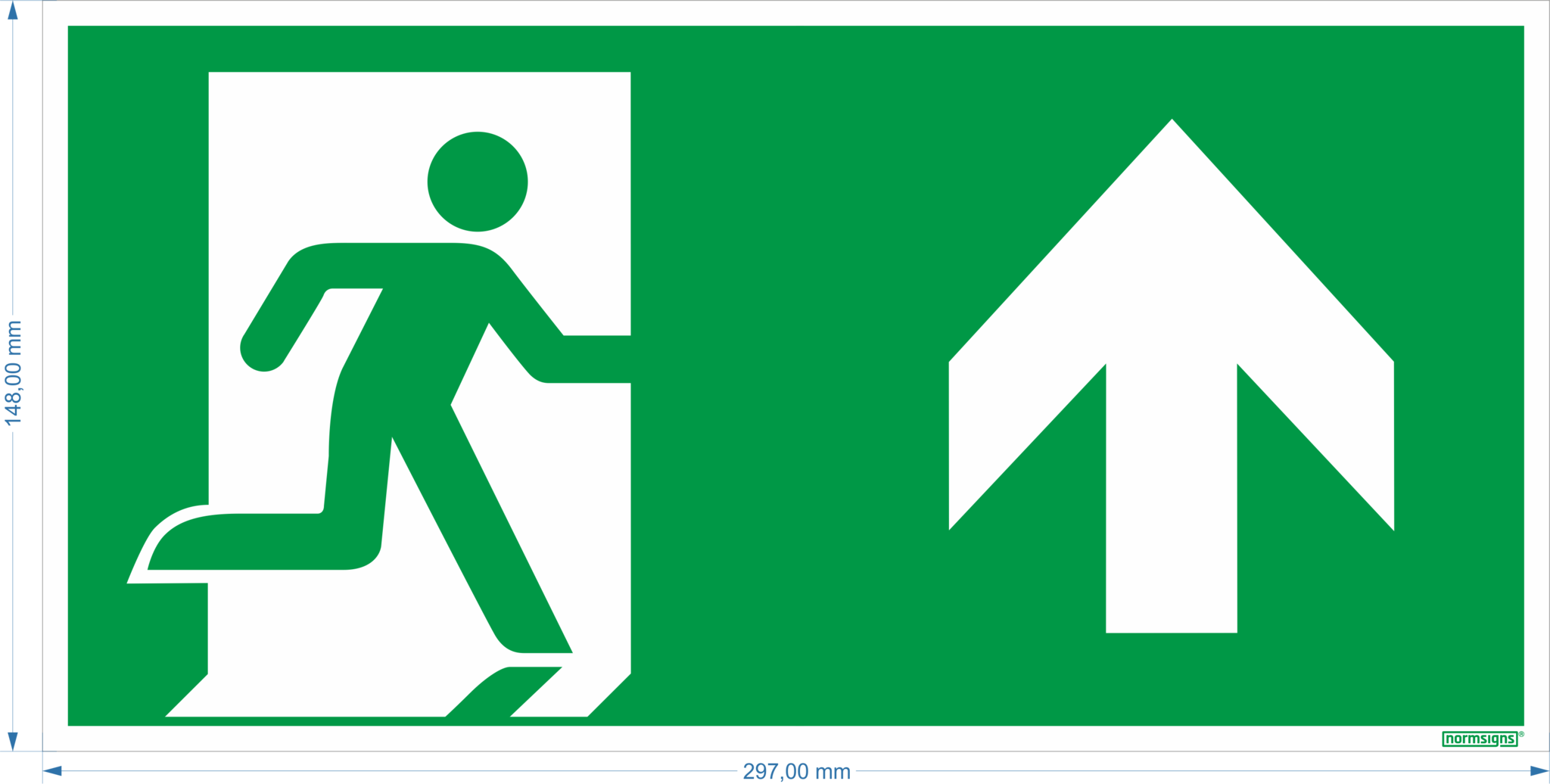 Pictogramme de sortie de secours tout droit - différentes tailles - Senska