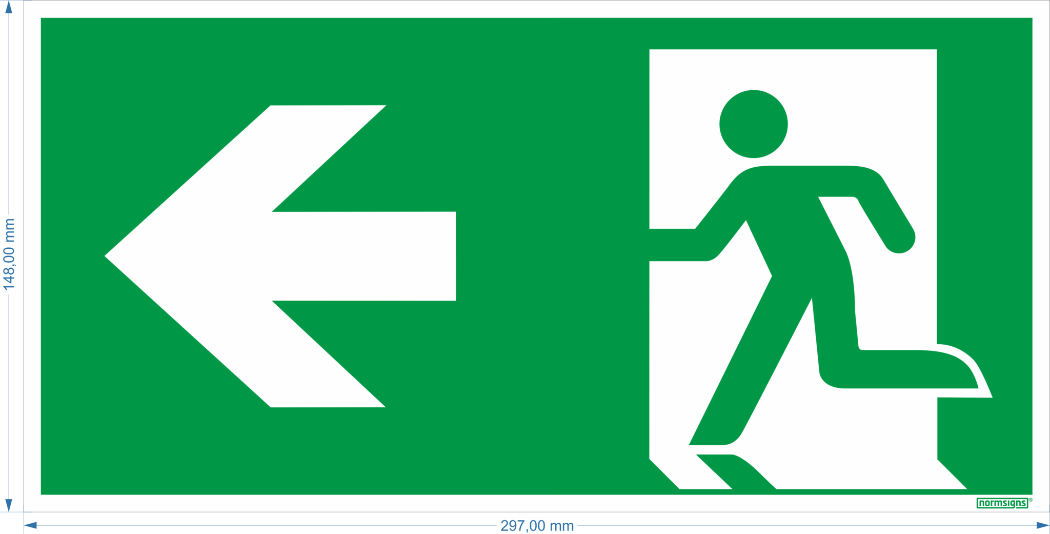 Emergency exit pictogram left - various sizes and materials - Senska ...