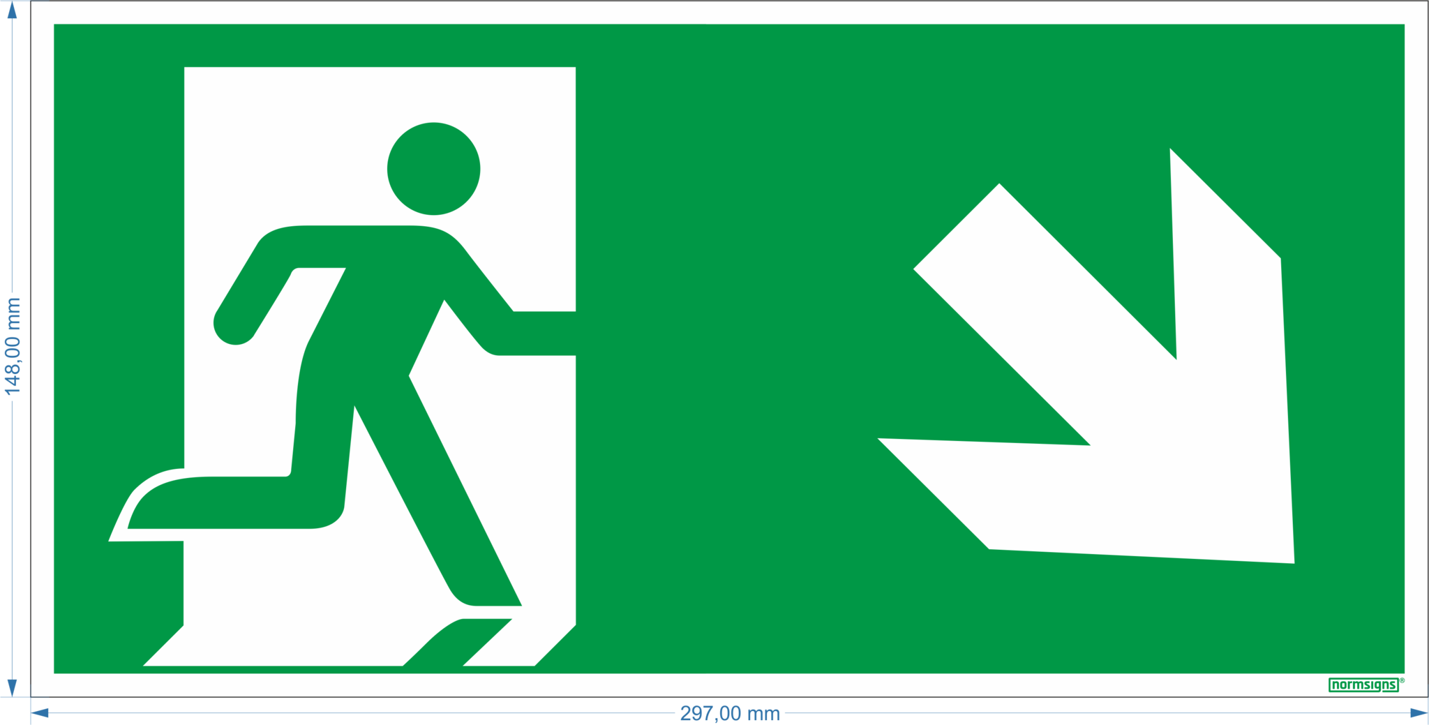 Emergency exit pictogram bottom right - various types - Senska - Senska