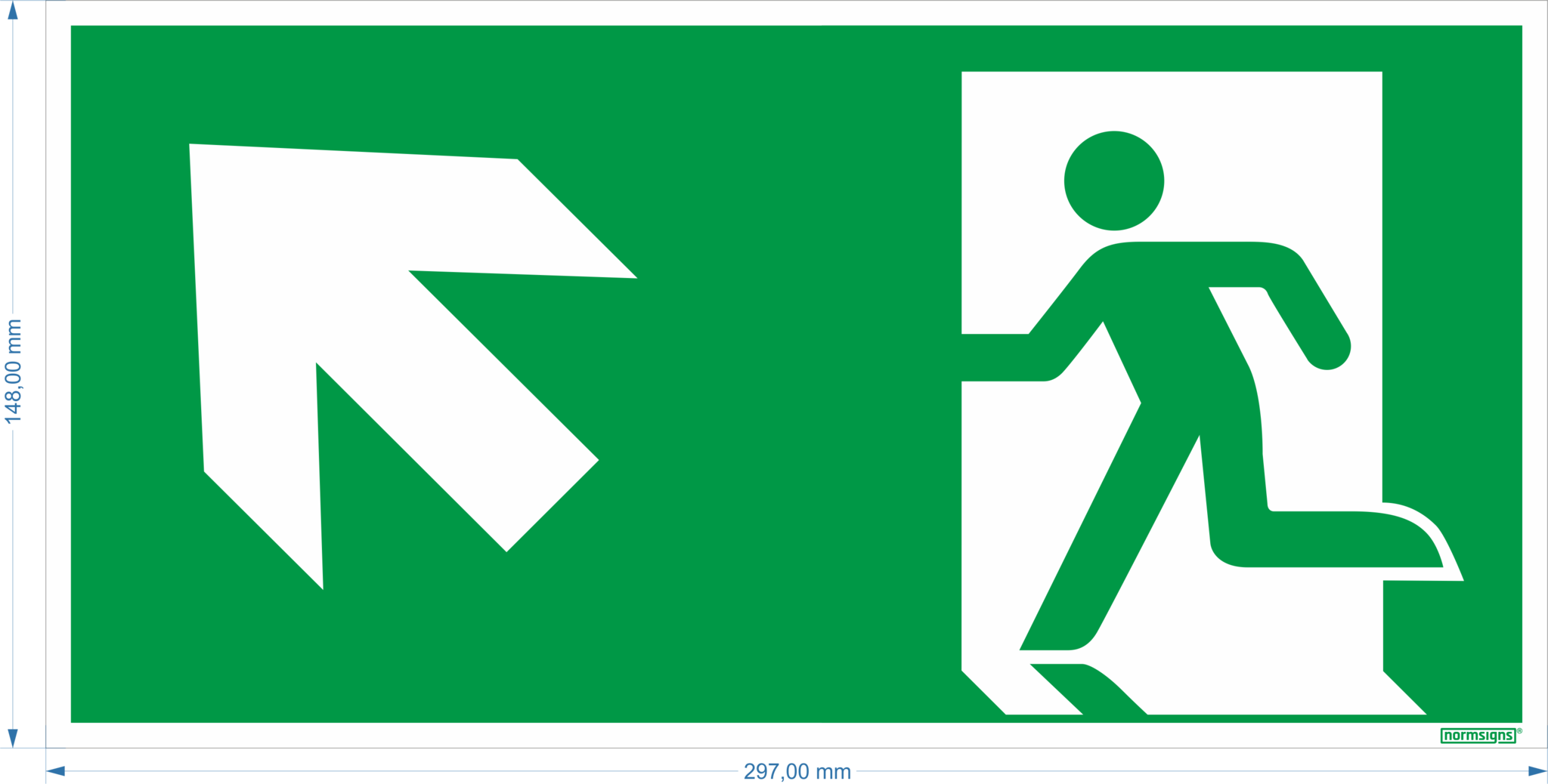 Emergency exit pictogram top left - various sizes and materials - Senska