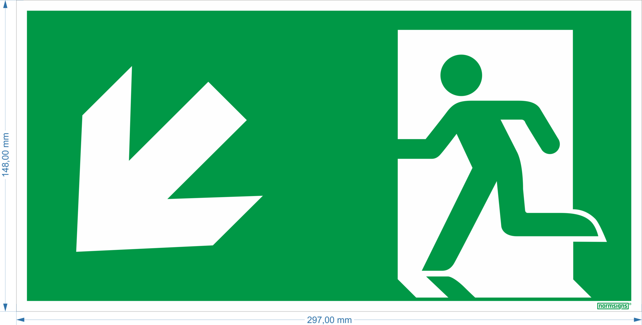 Emergency exit pictogram bottom left - Various sizes - Senska - Senska