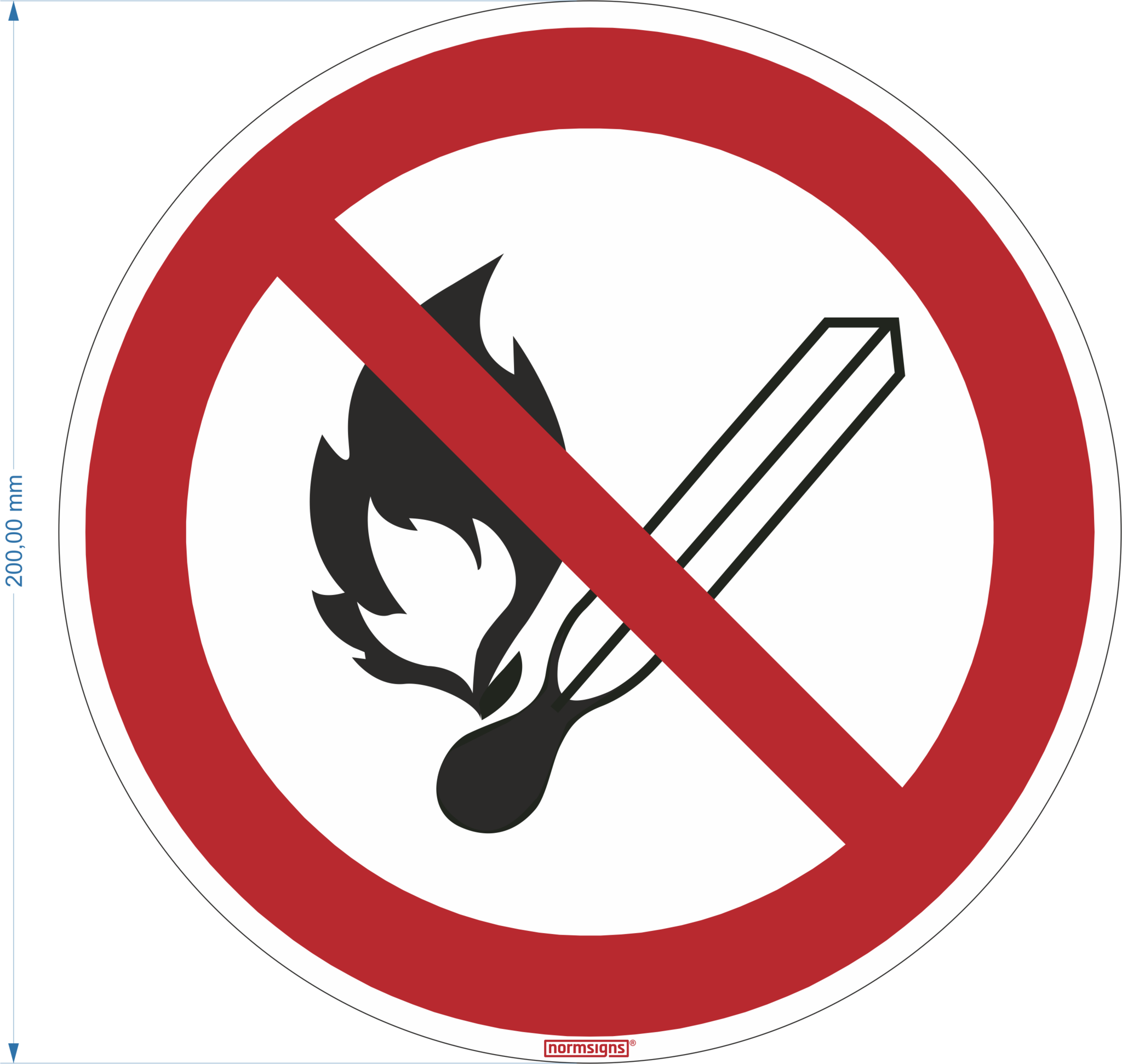 Pictogramme: Interdiction de feu ou de fumer - différentes tailles - Senska
