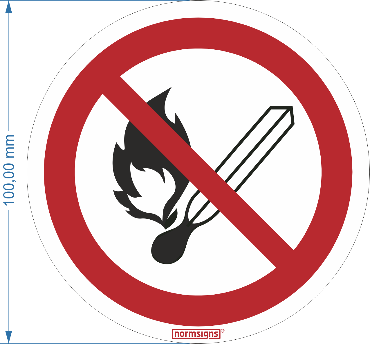 Pictogram open vuur en roken verboden - diverse maten - Senska - Senska