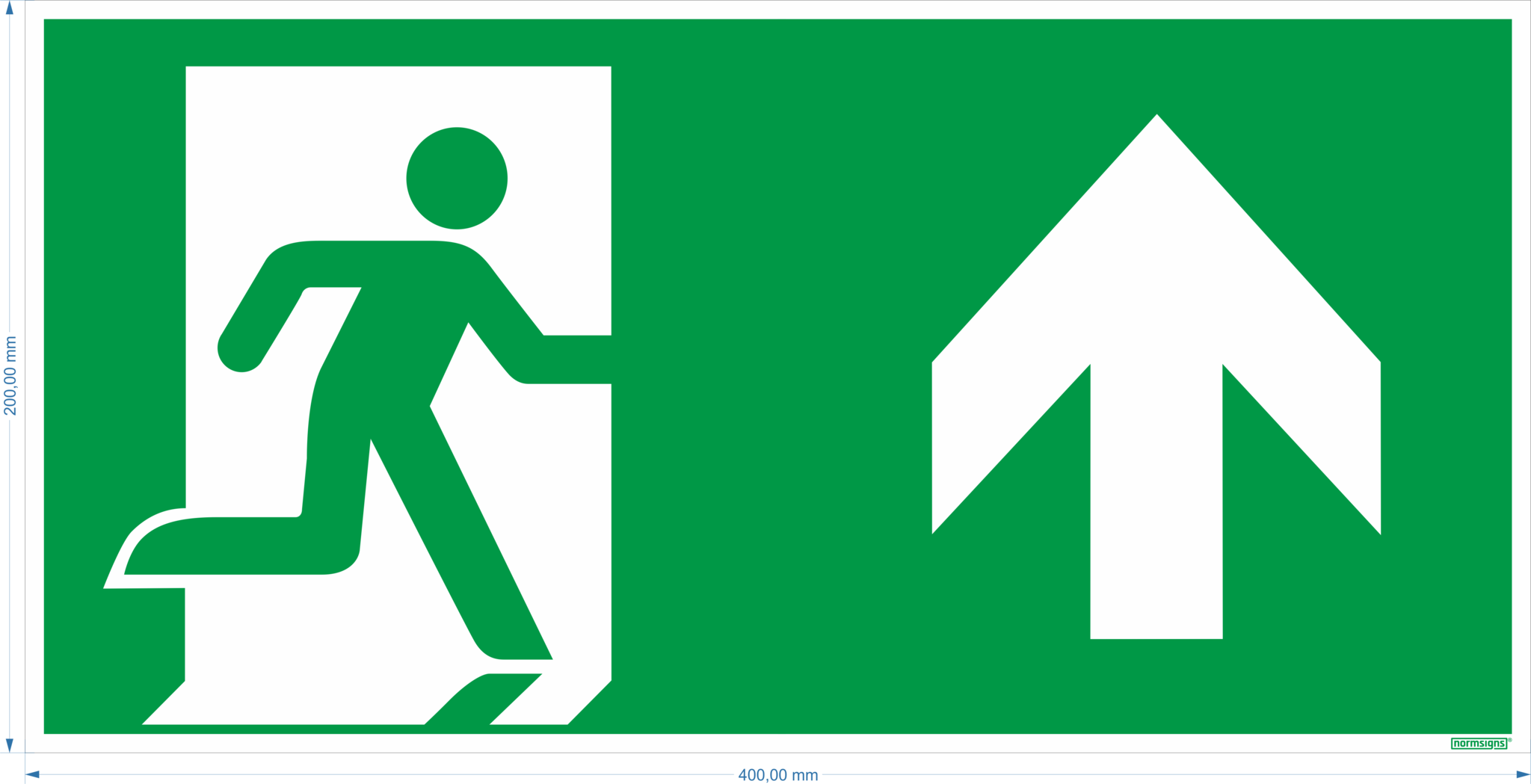 Pictogramme de sortie de secours tout droit - différentes tailles - Senska