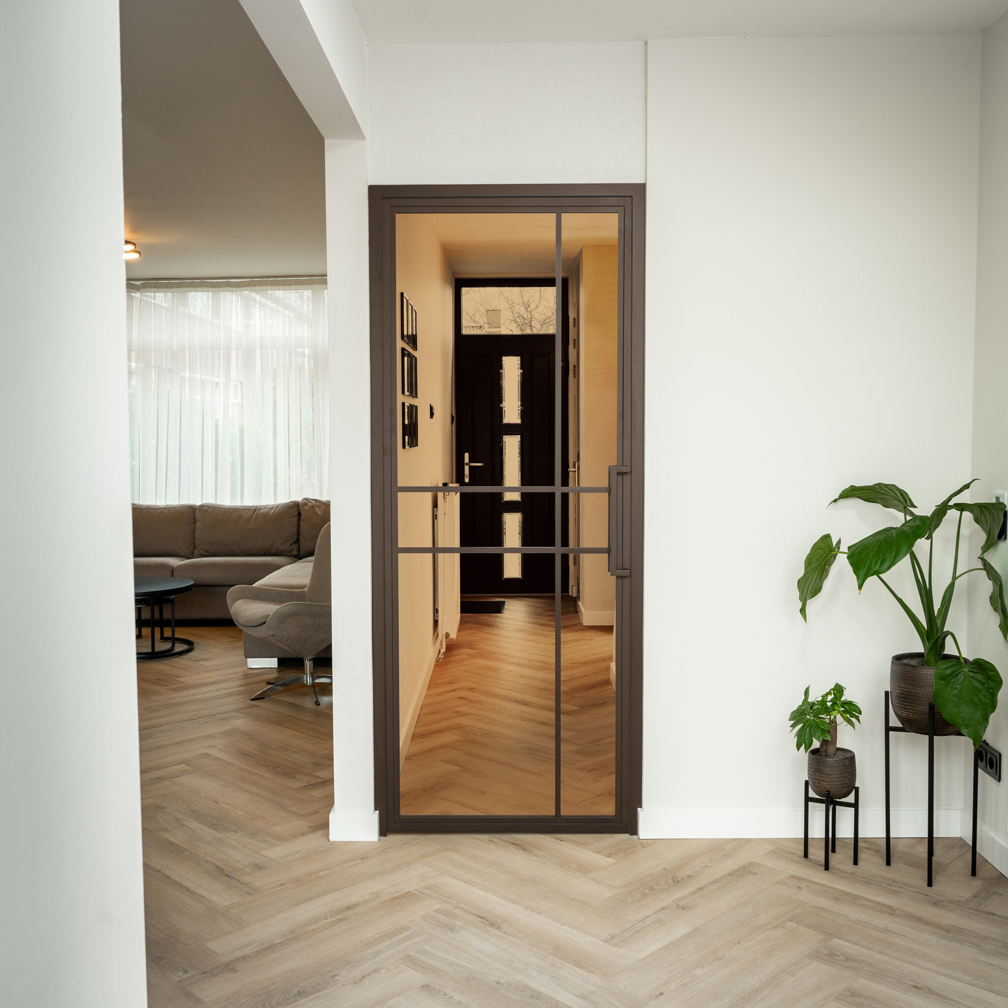 Stalen Binnendeur - Brons - 6 Vlaks - Brons rook glas - Luxe design ...