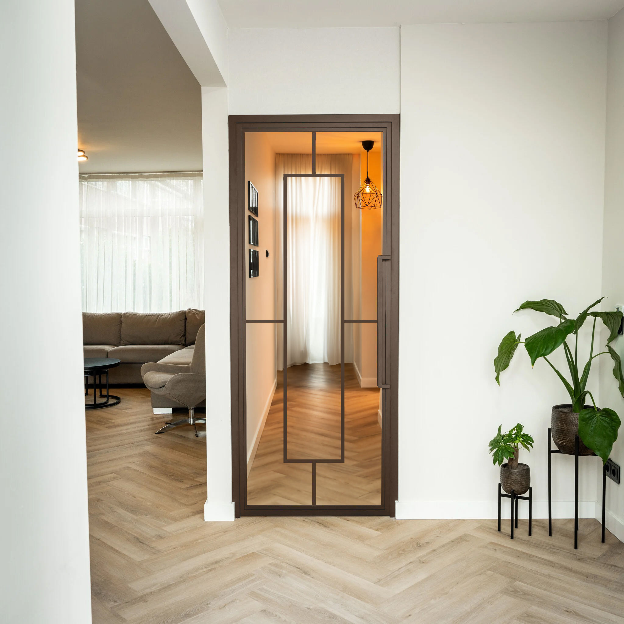 Stalen Binnendeur - Brons - 5 Vlaks - Helder glas - DegelijkeDeuren.nl
