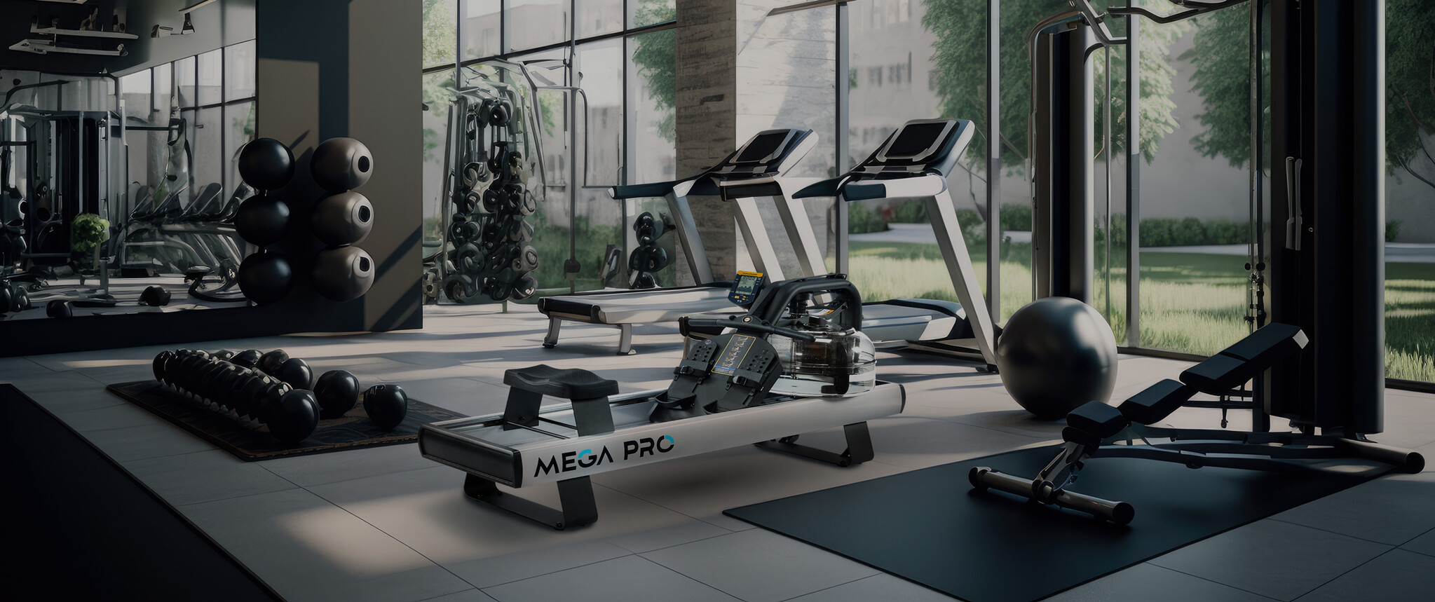 Fluid Rower Mega Pro XL - Rowing Machine with 10 Resistance Levels - Fluid