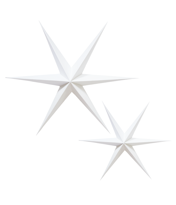 Set of 20 white paper stars (10 packs of 2) in 20 cm and 30 cm sizes ...