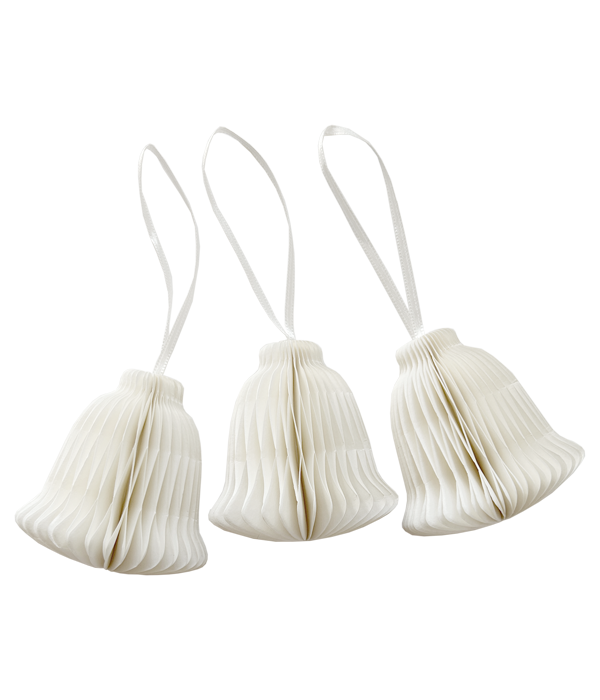 Set of 10 foldable white paper Christmas bell ornaments with magnetic ...