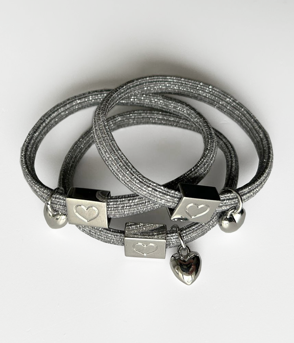 10 GRAY SILVER SPARKLE BRACELETS HAIR ELASTICS - NOORDliving