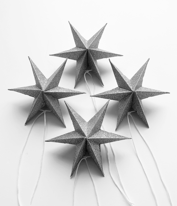 20x SILVER SPARKLE MINI PAPER STARS - NOORDliving