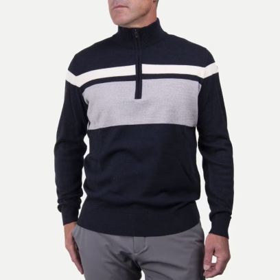 Stripe Half-Zip Sweater Deep Space For Men - SILVER SPORT