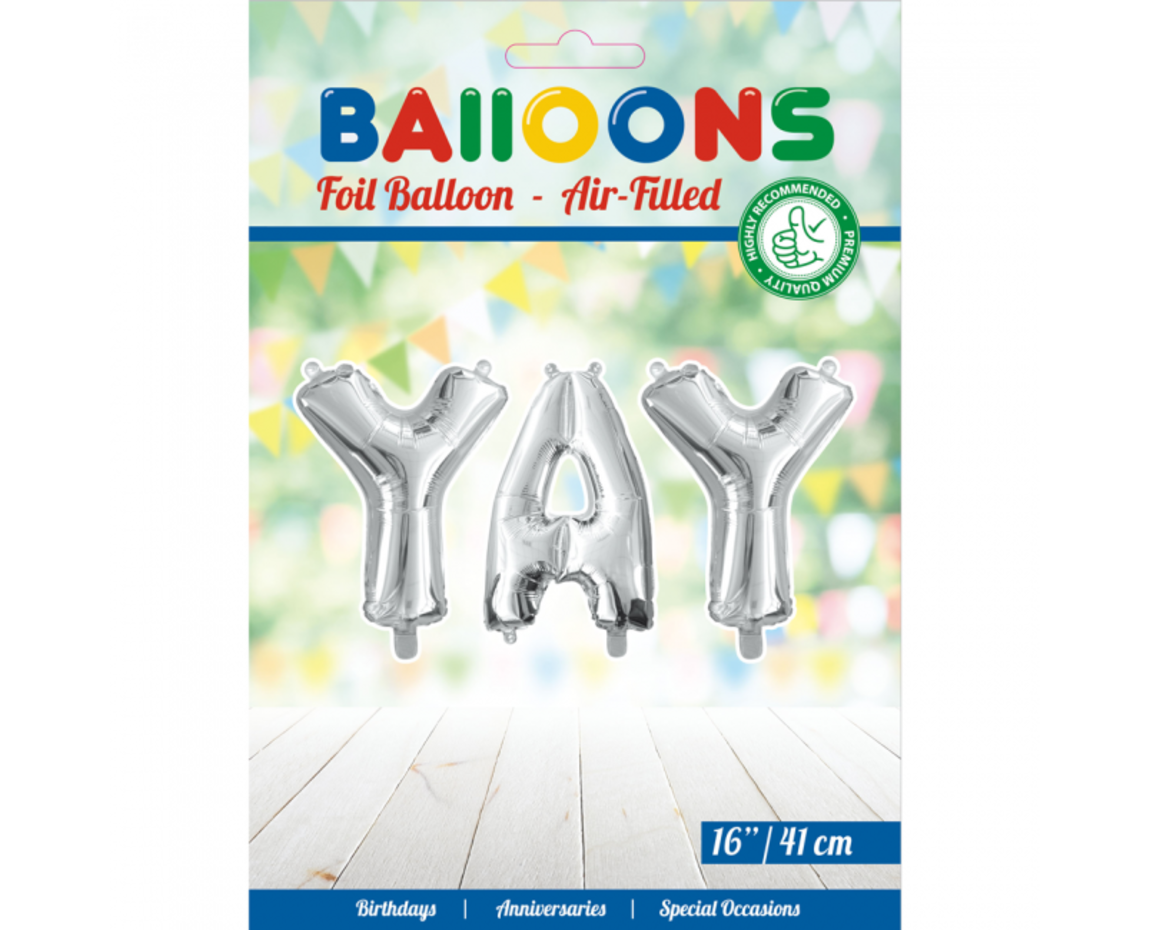 Ballons Lettre Set Yay Argent 41cm - Partywinkel