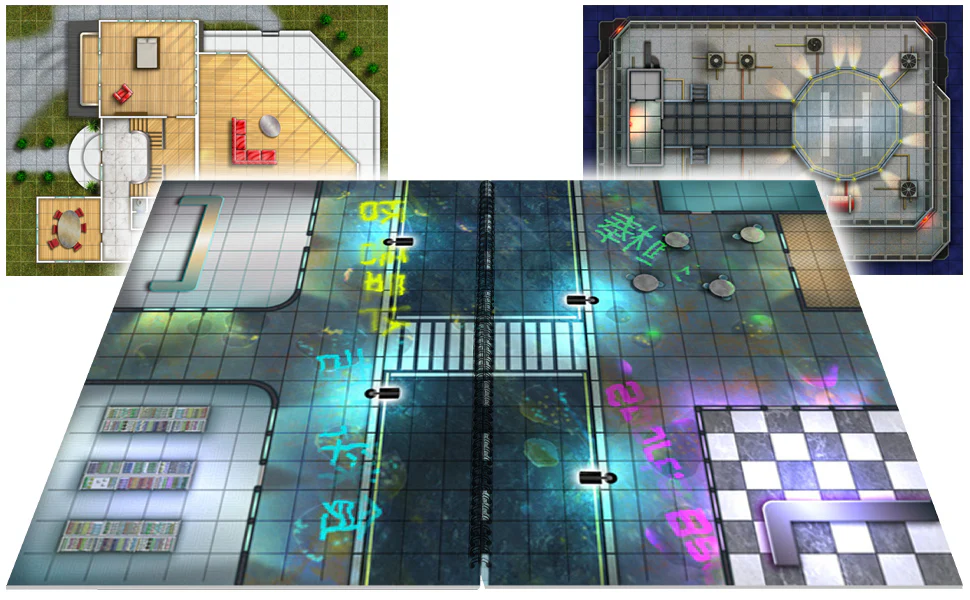 Loke BattleMats: Giant Book of Cyberpunk Battle Mats - Valhalla Boardgames
