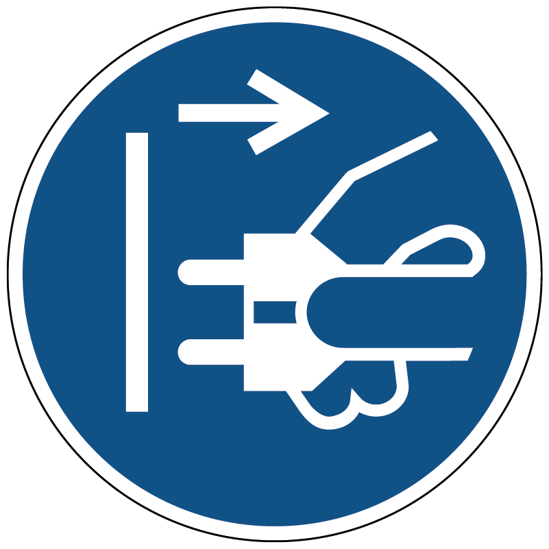 Voor het openen stekker uit stopcontact trekken gebodspictogram kopen ...